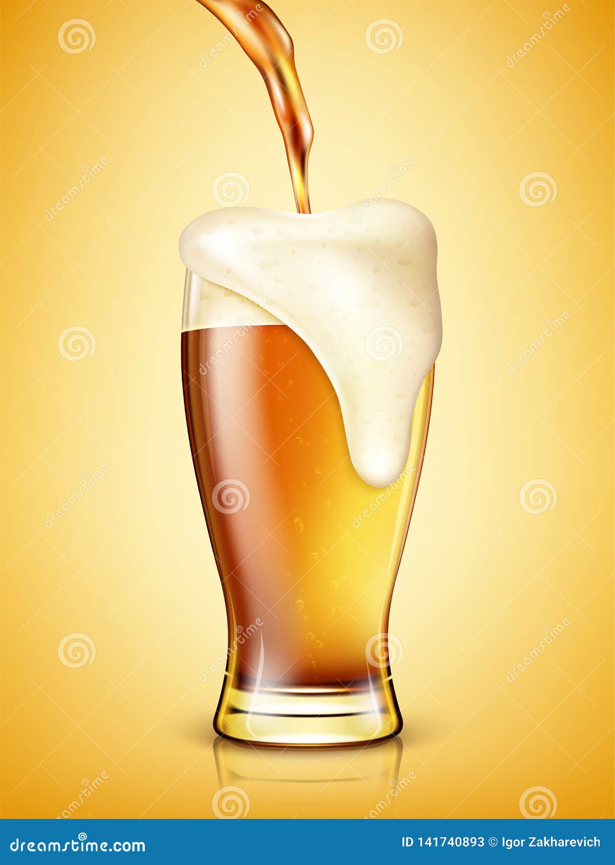 Beer is Pouring into a Glass Stock Illustration - Illustration of ...