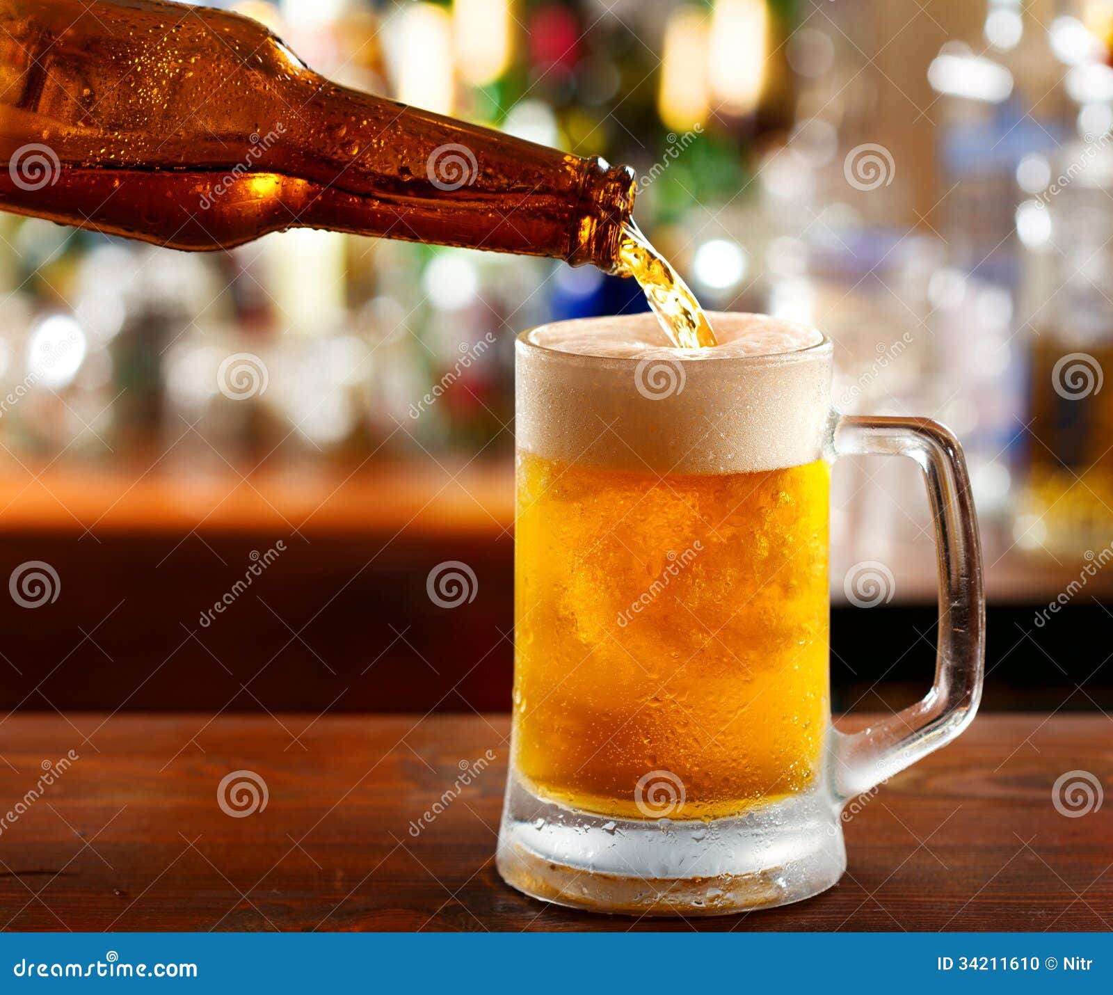 Beer Pouring Process. Filling A Mug With A Beer. File Contains Clipping ...