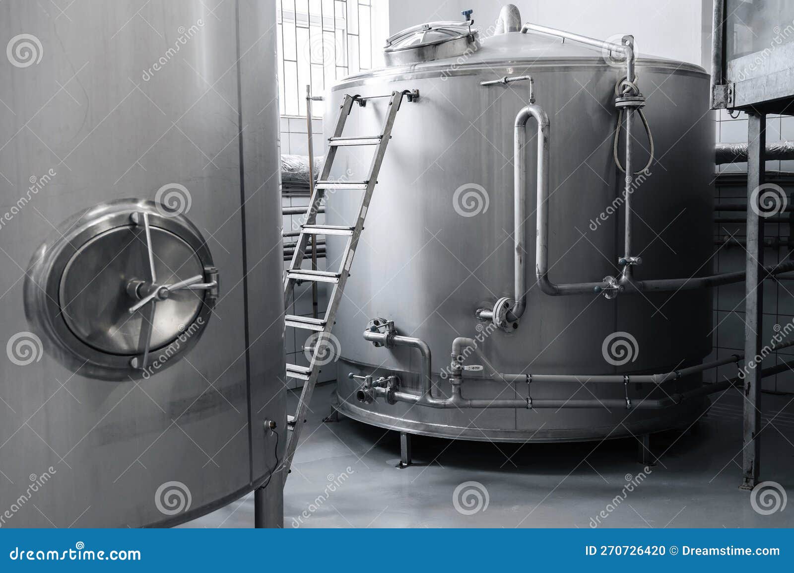 Beer Production Plant. Interior of Modern Technological Brewery Stock ...