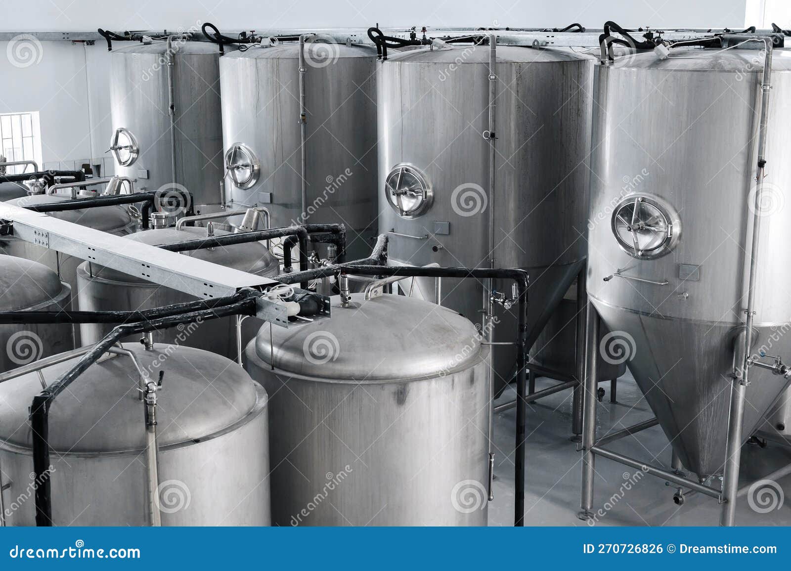 Beer Production Plant. Interior of Modern Technological Brewery Stock ...