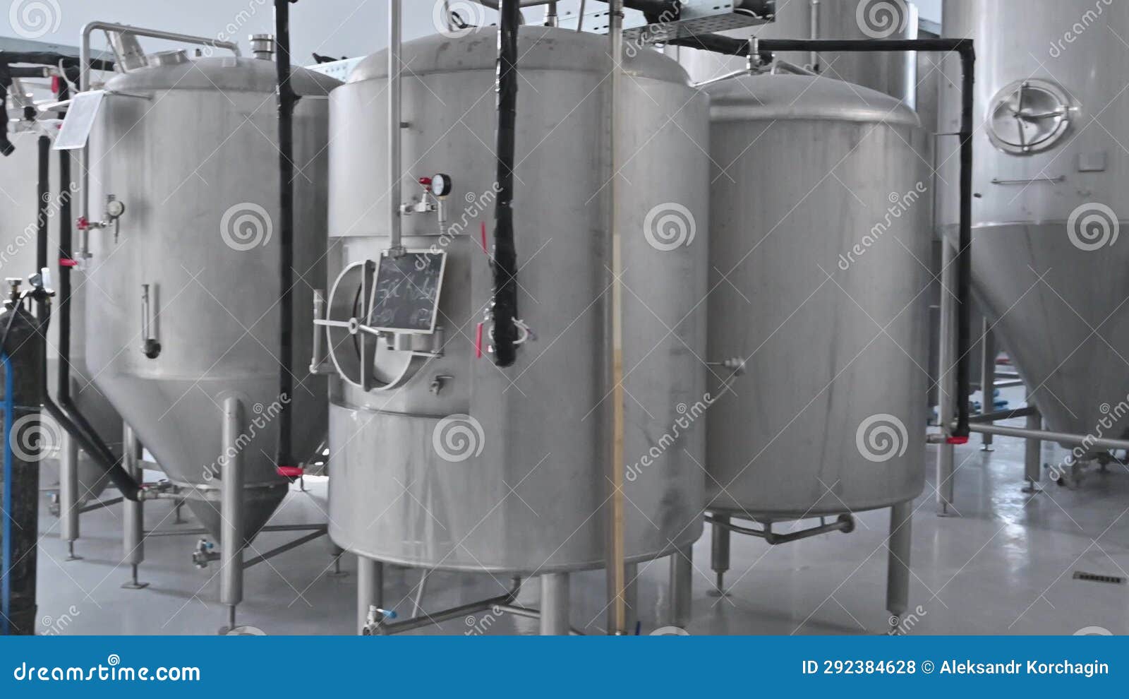 Beer Production Plant. Interior of Modern Technological Brewery Stock ...