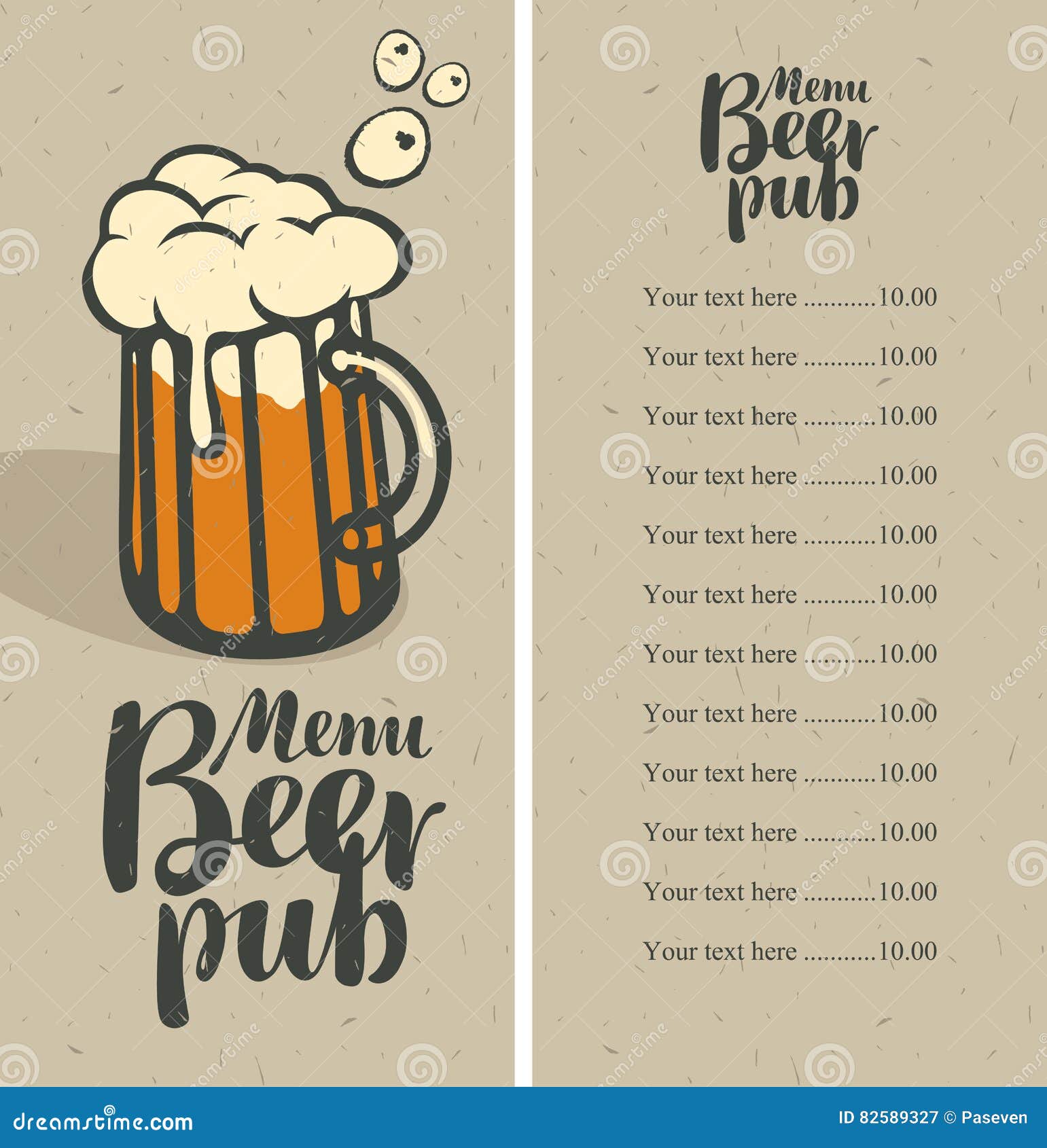 Beer pub menu stock vector. Illustration of paper, glass - 82589327