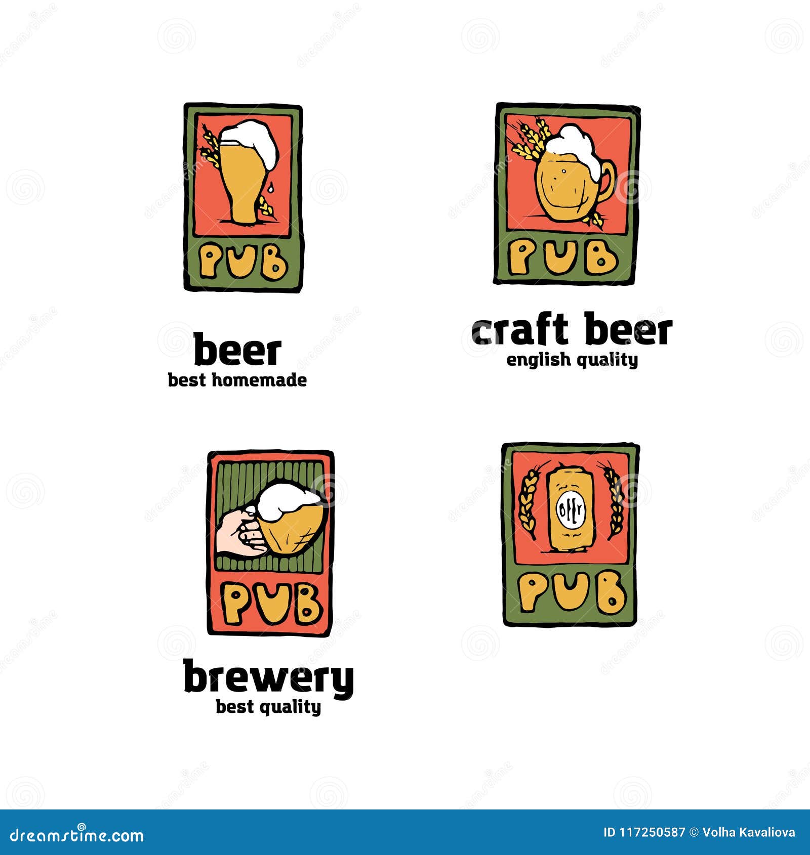 Beer Pub Posters, Stickers, Emblems Stock Vector - Illustration of ...