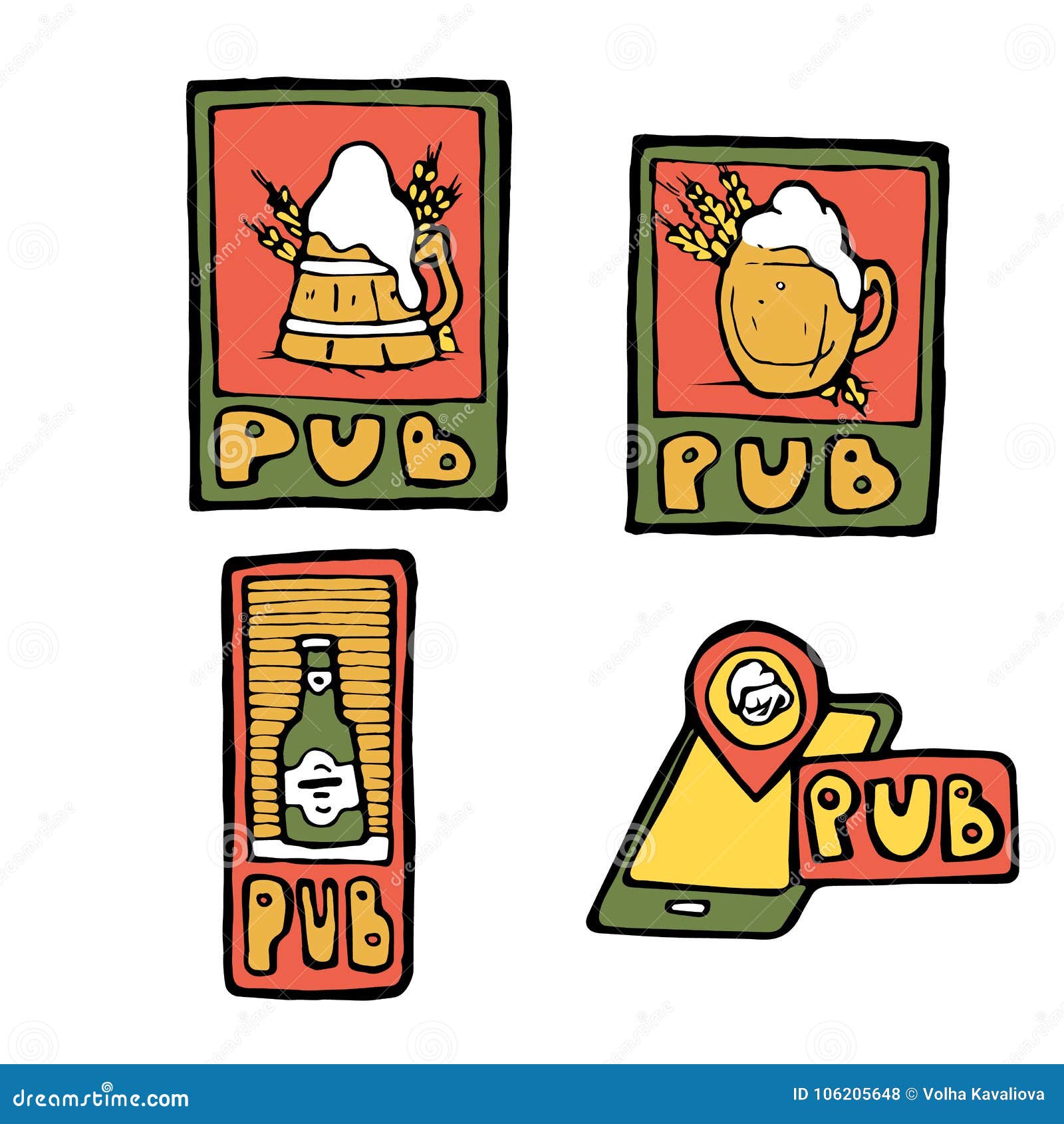 Beer Pub Posters, Stickers, Emblems Stock Vector - Illustration of ...