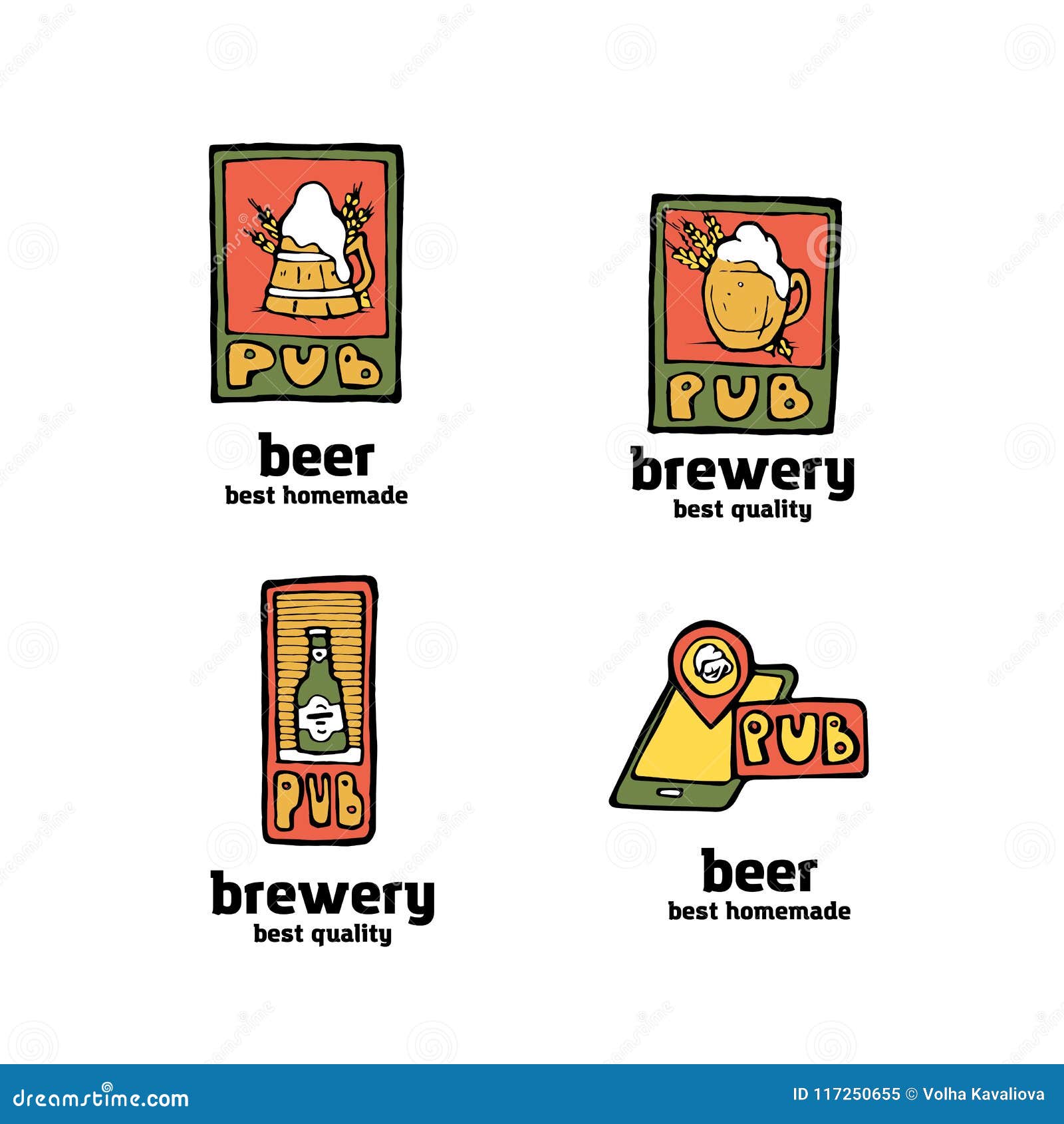 Beer Pub Posters, Stickers, Emblems Stock Vector - Illustration of ...