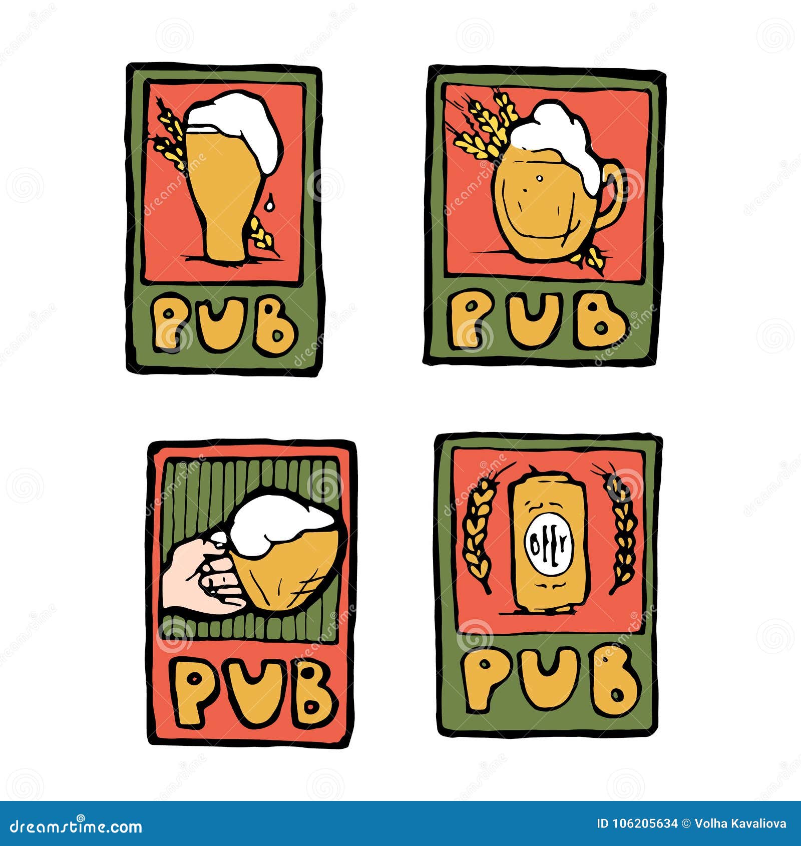 Beer Pub Posters, Stickers, Emblems Stock Vector - Illustration of foam ...