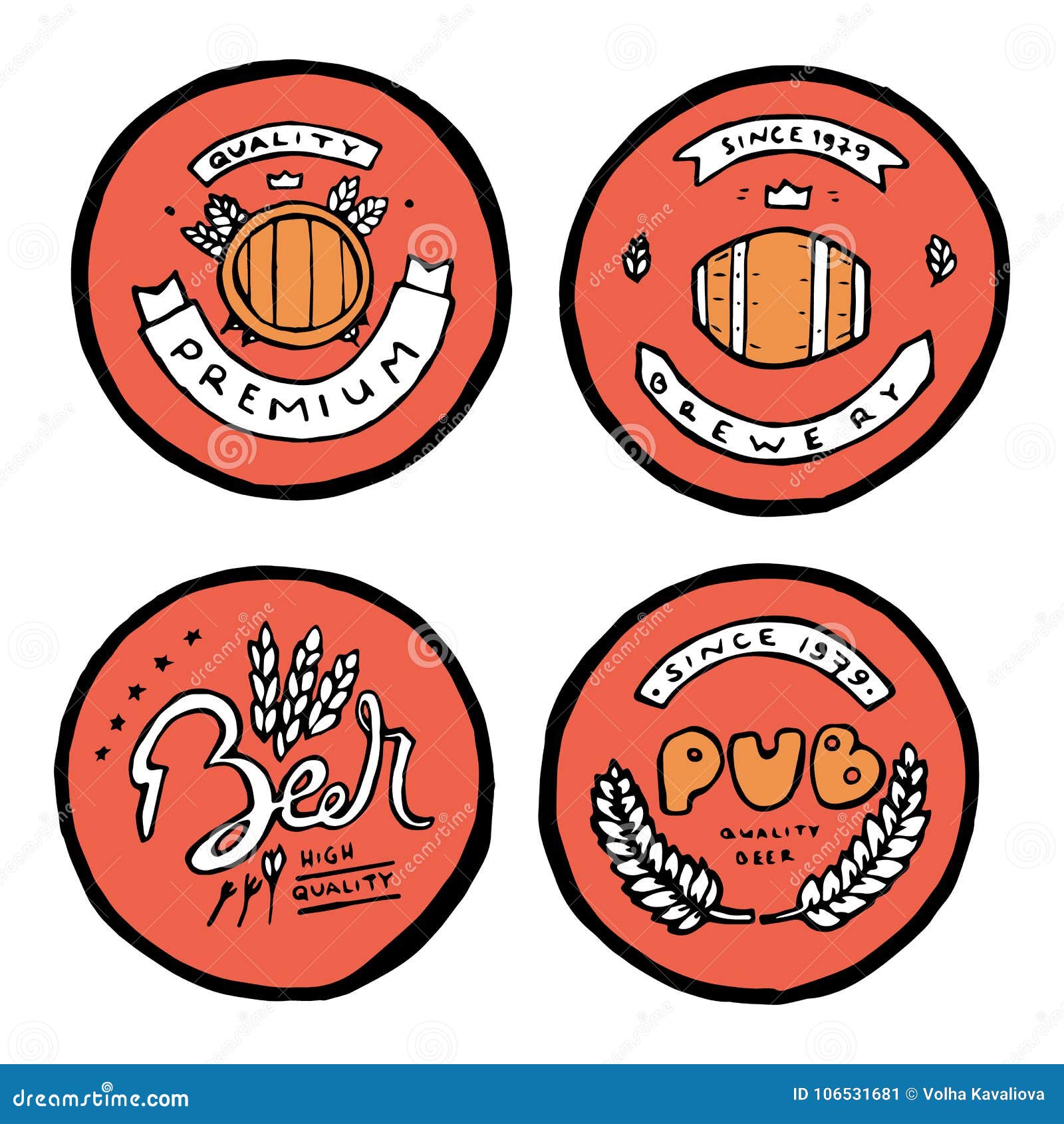 Beer Pub Posters, Stickers, Emblems Stock Vector - Illustration of ...
