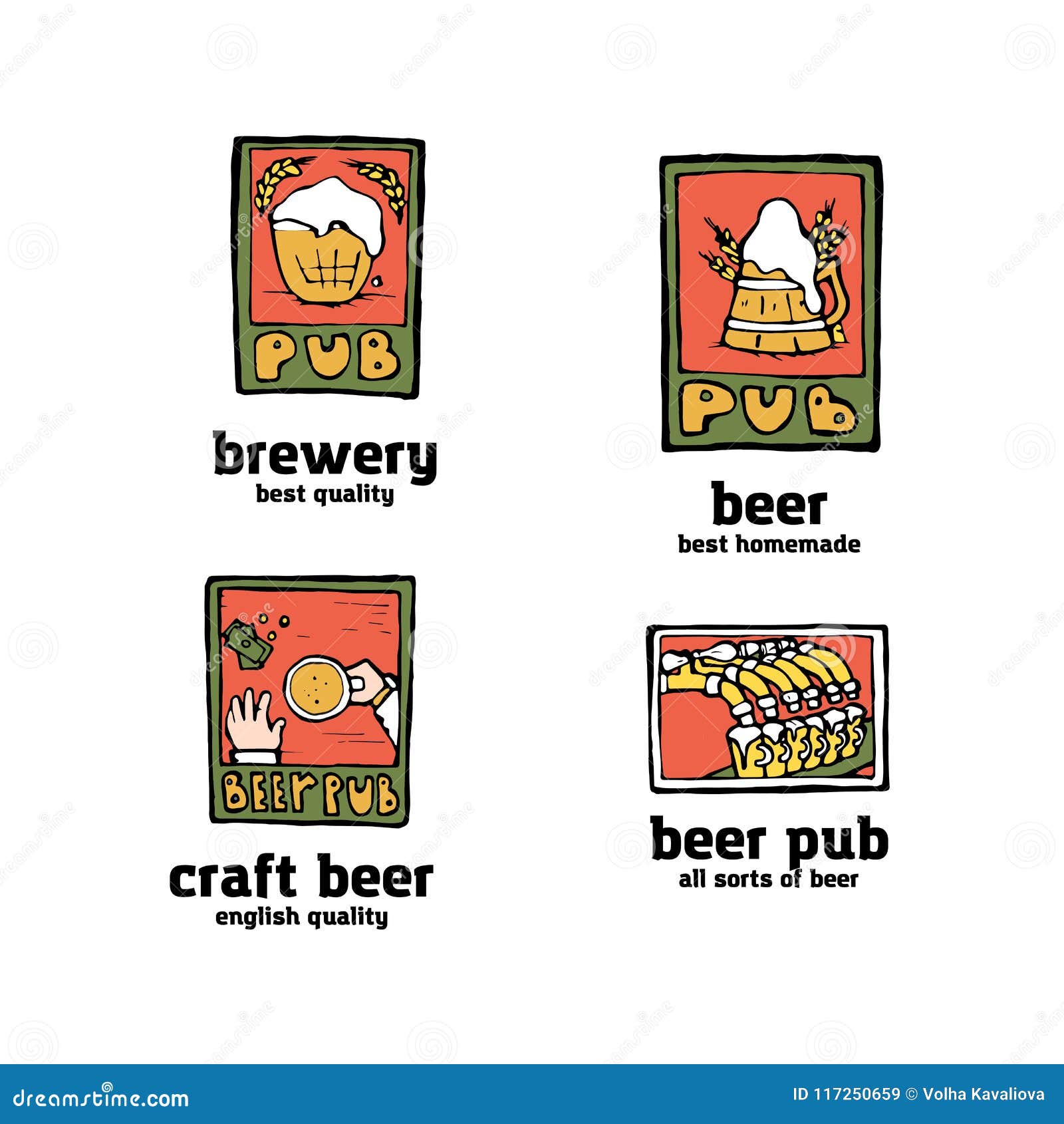 Beer Pub Posters, Stickers, Emblems Stock Vector - Illustration of ...