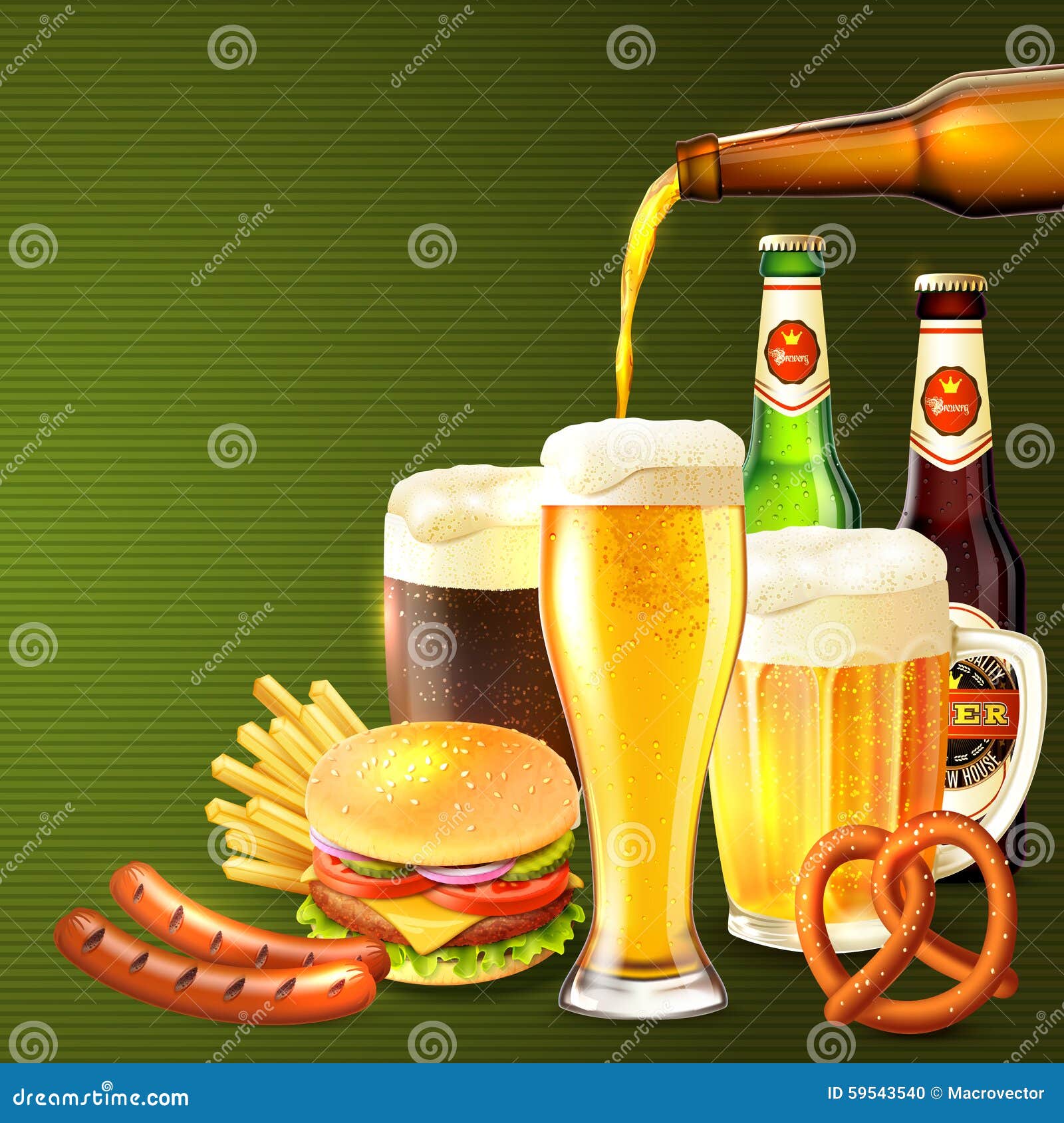 Beer Realistic Illustration Stock Vector - Illustration of beverage ...