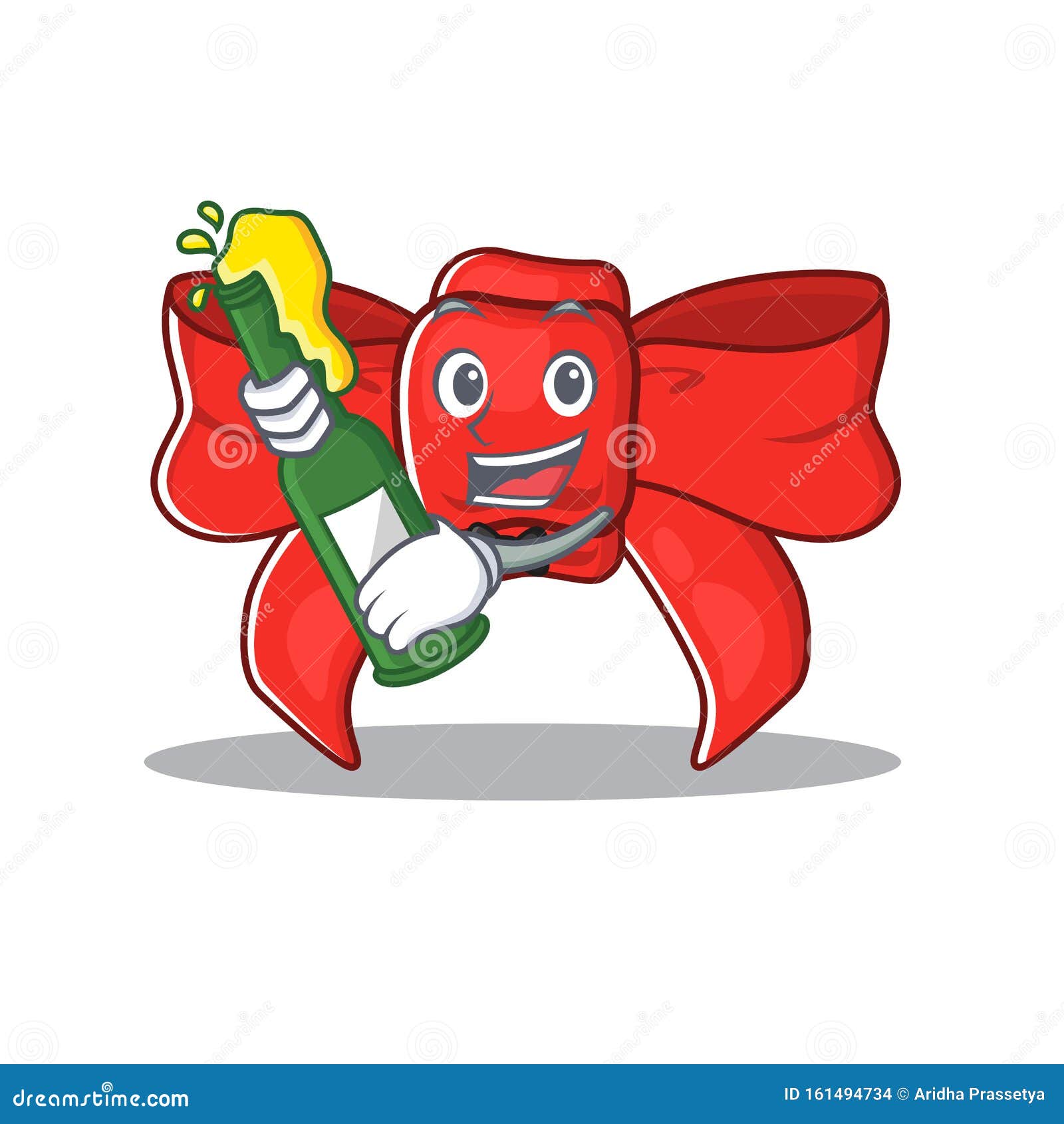With Beer Red Ribbon Bow with the Cartoon Stock Vector - Illustration ...
