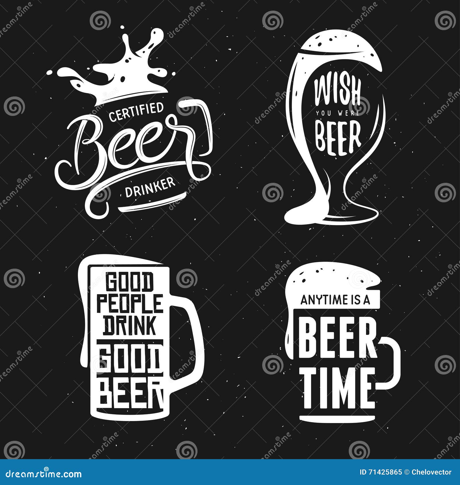 Beer Related Typography Set. Vector Vintage Lettering Illustration ...