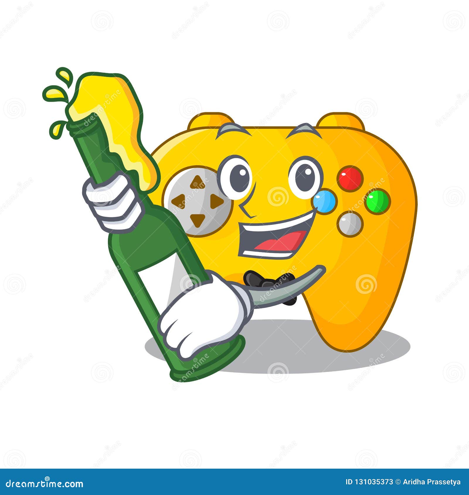 With Beer Retro Computer Game Control on Mascot Stock Vector ...
