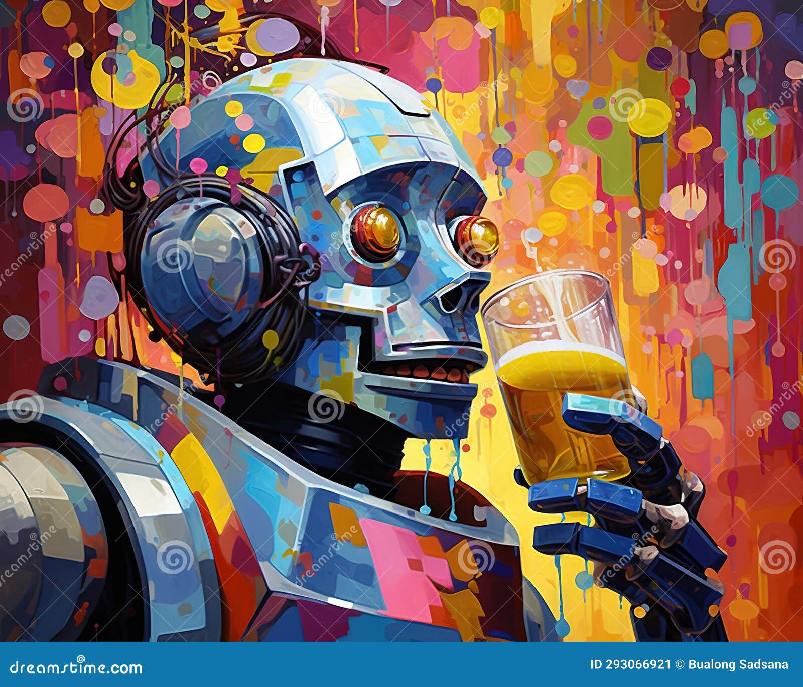 Beer Robot Drinking Generative Stock Illustration - Illustration of ...