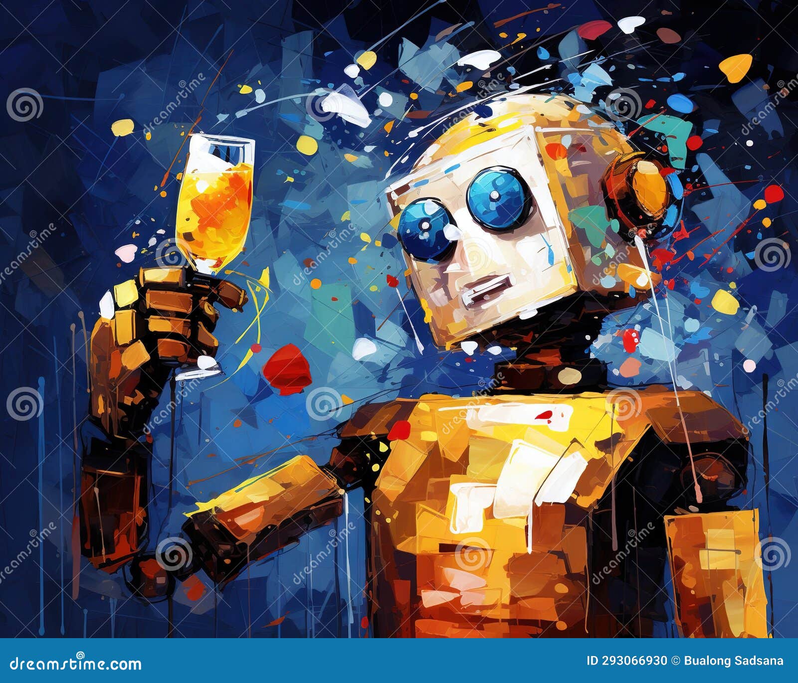 Beer Robot Drinking Generative Stock Illustration - Illustration of ...