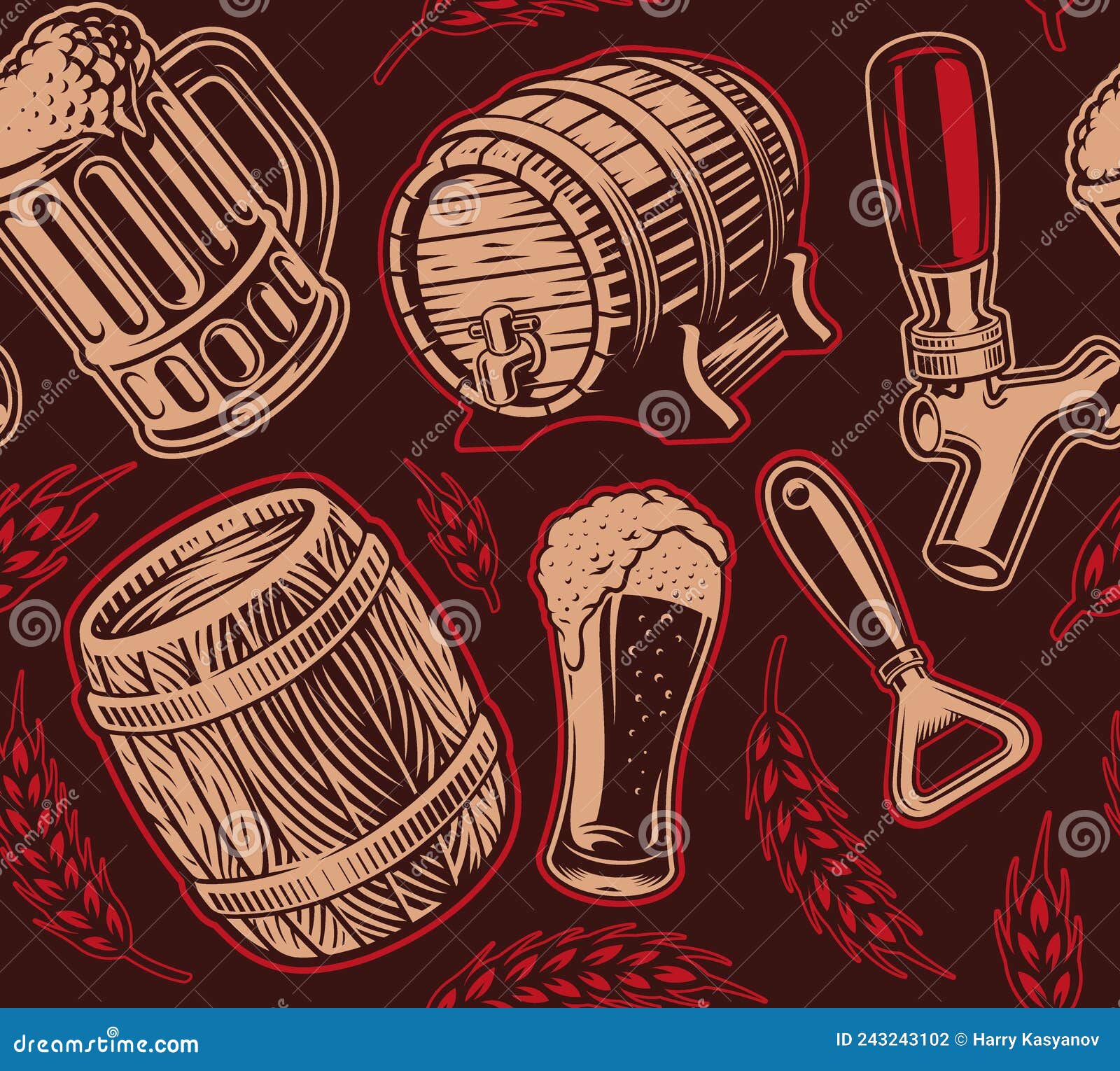 Beer Seamless Background, Wallpaper for Brewery Stock Vector ...