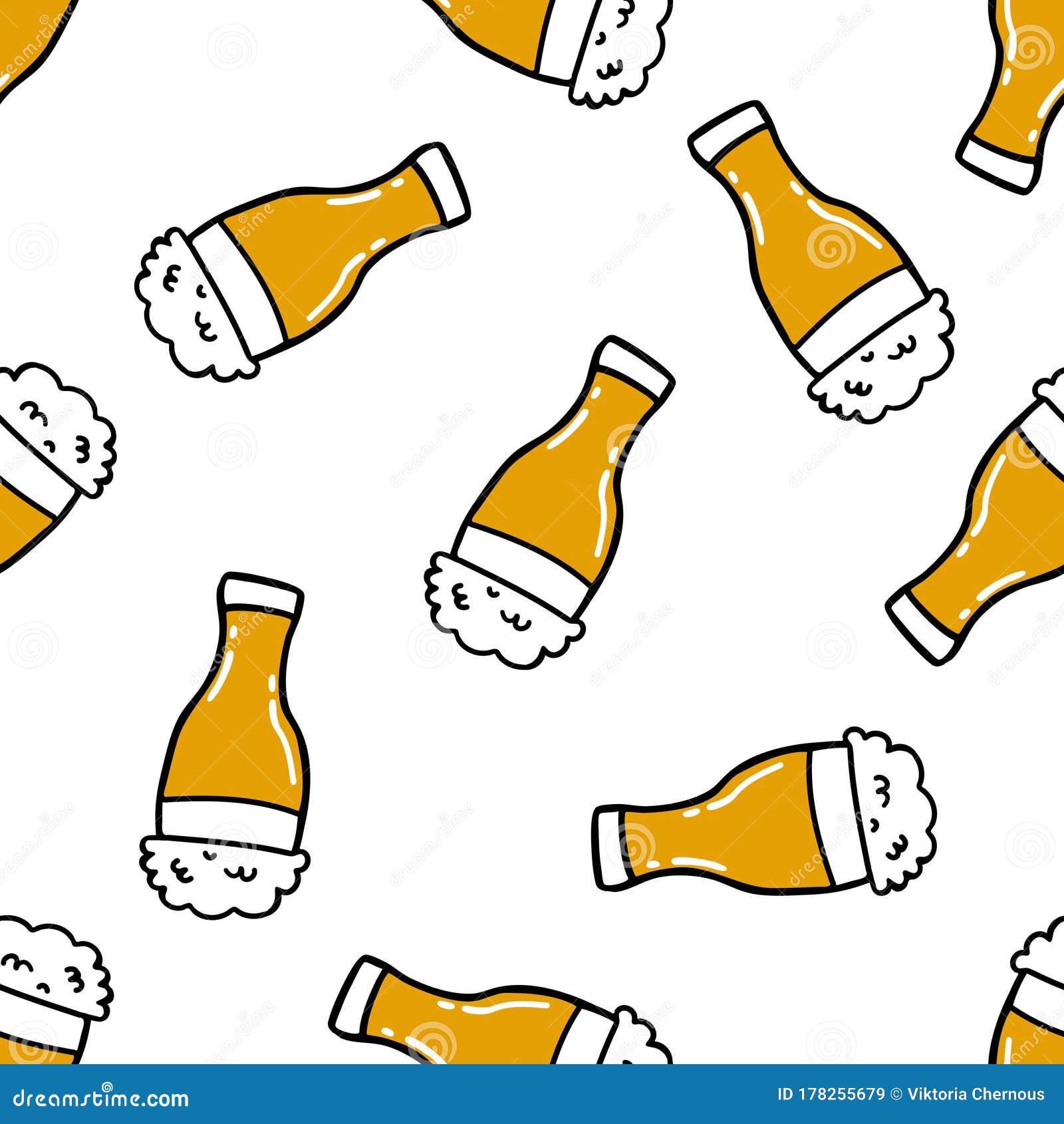 Beer Seamless Doodle Pattern, Vector Illustration Stock Illustration ...