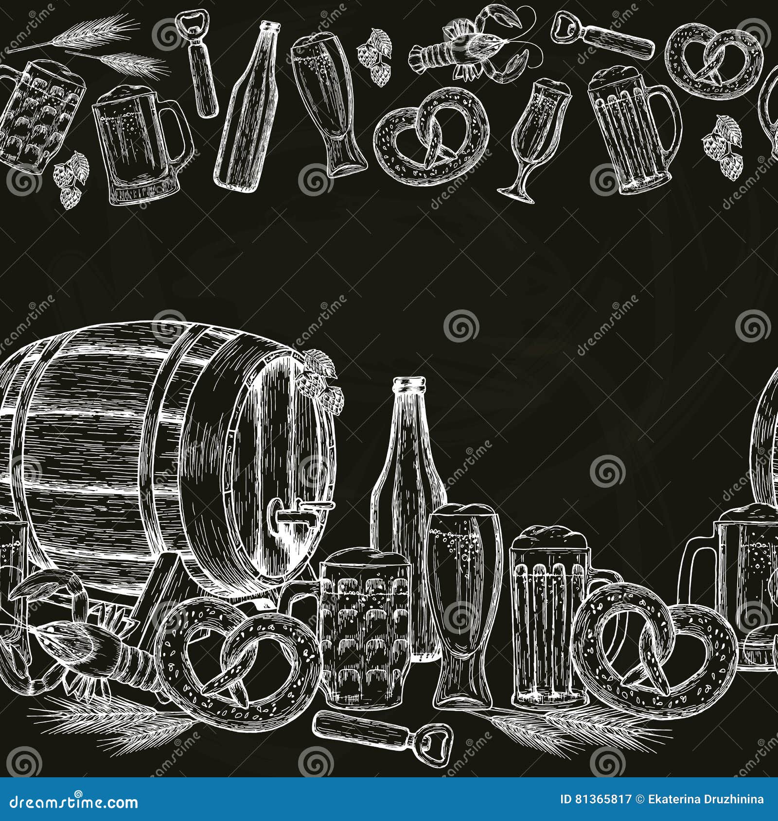 Beer Seamless Horizontal Border Stock Vector - Illustration of beer ...