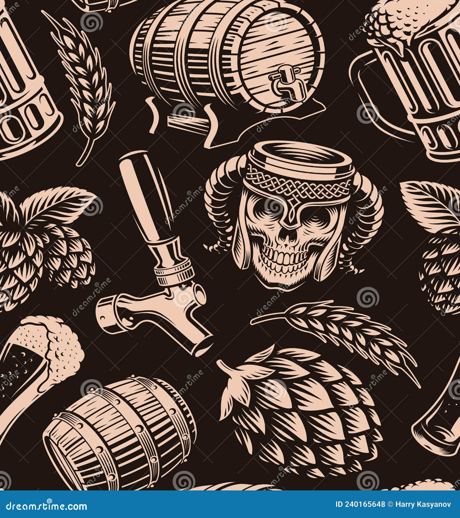 Beer seamless pattern stock illustration. Illustration of vector ...