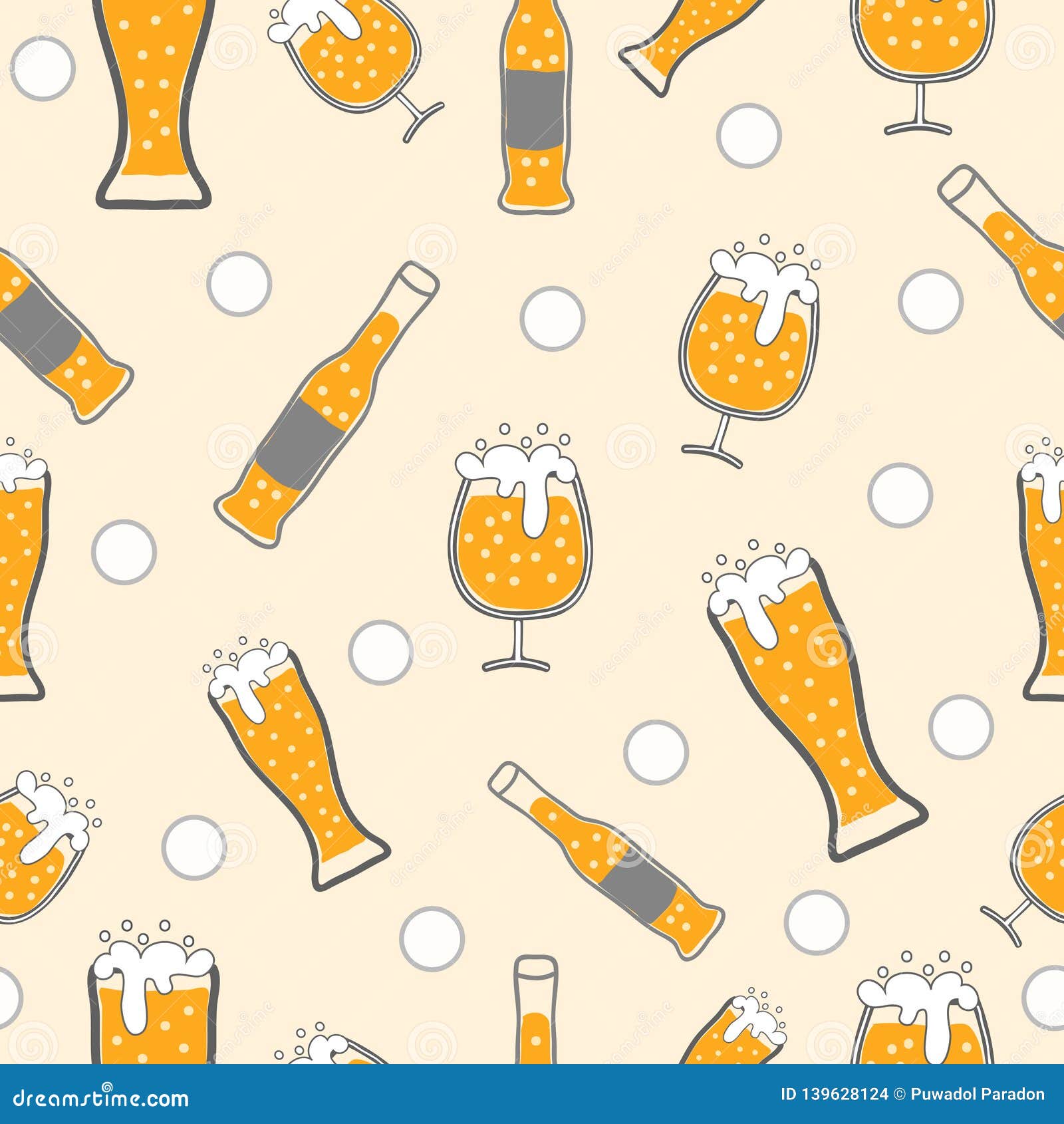 Beer Seamless Pattern Illustration Vector Stock Vector - Illustration ...