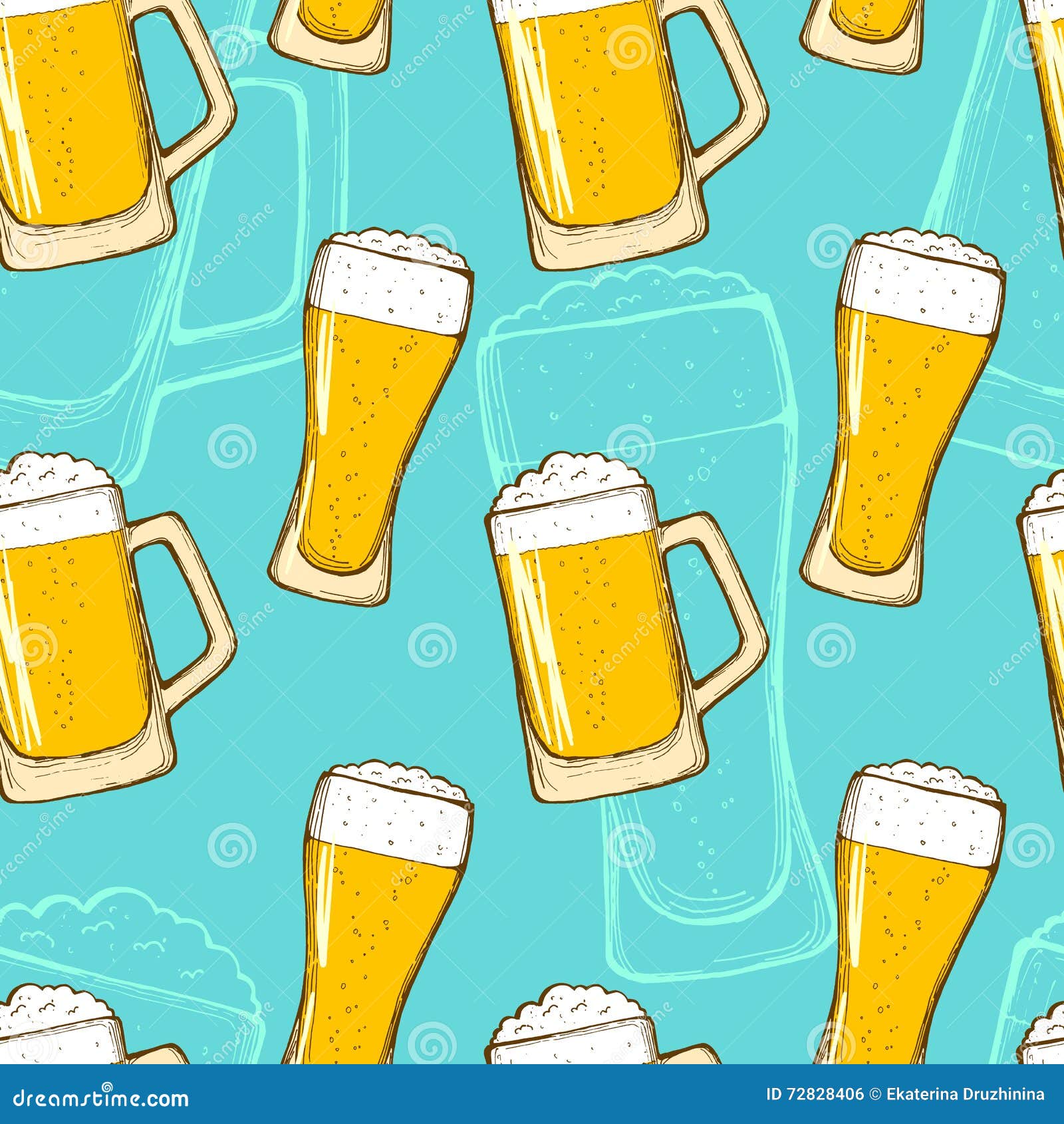 Beer seamless pattern stock vector. Illustration of froth - 72828406