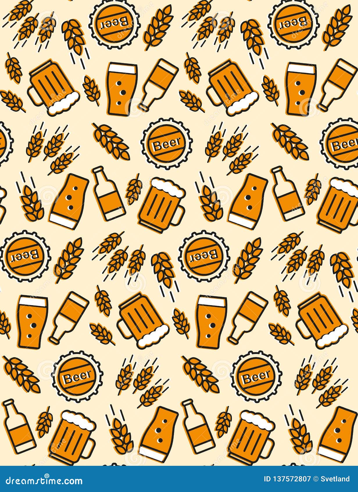 Beer Seamless Pattern. Vector Background. Stock Vector - Illustration ...