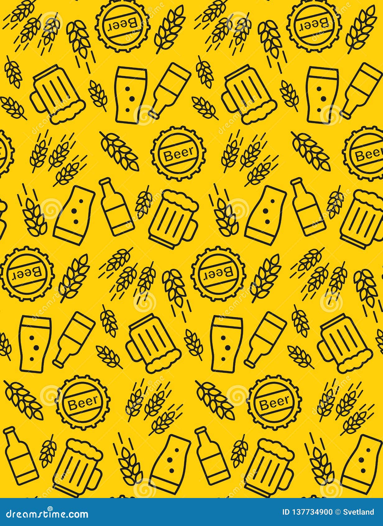 Beer Seamless Pattern. Vector Background Stock Vector - Illustration of ...