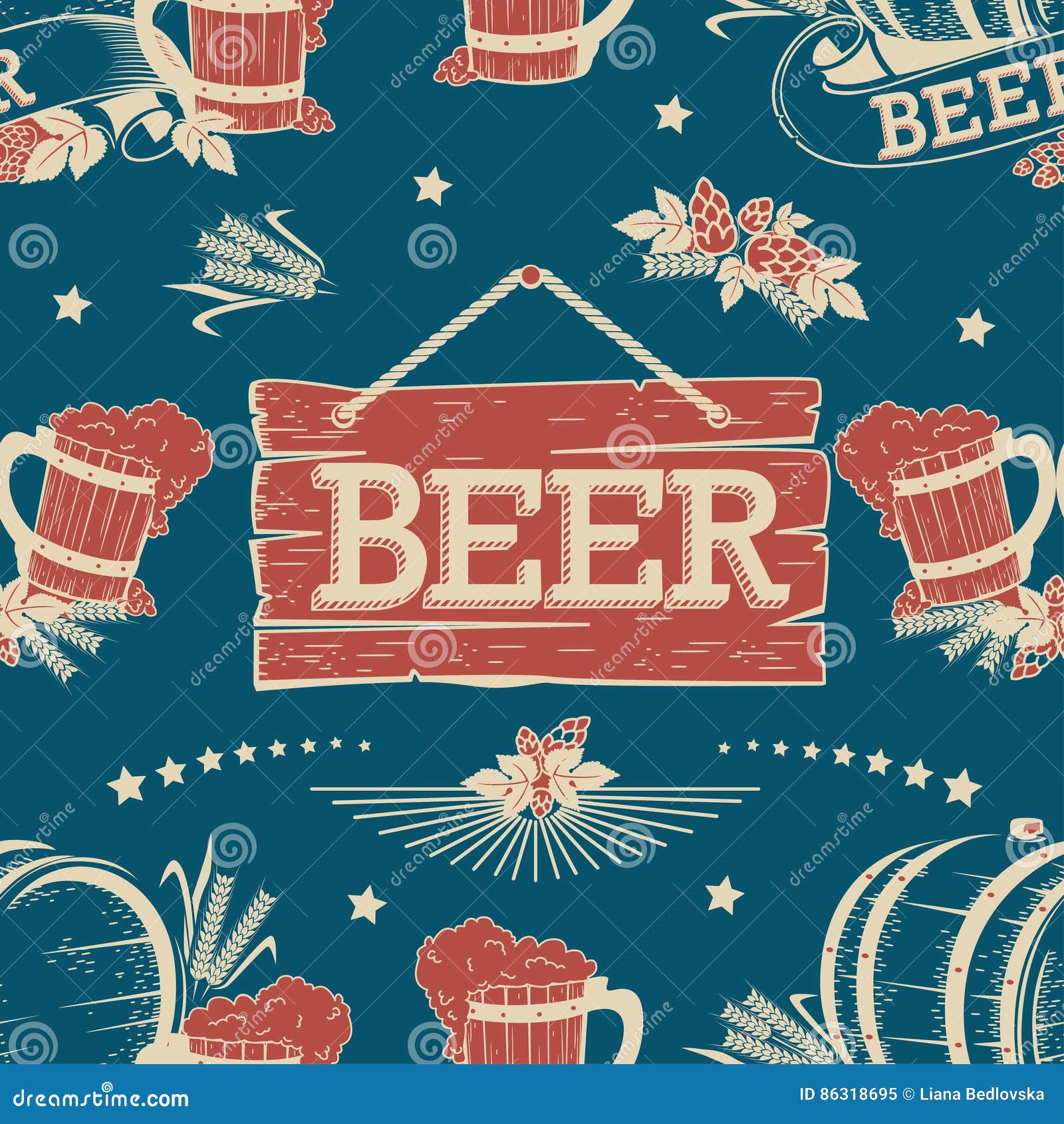 Beer seamless pattern stock vector. Illustration of texture - 86318695
