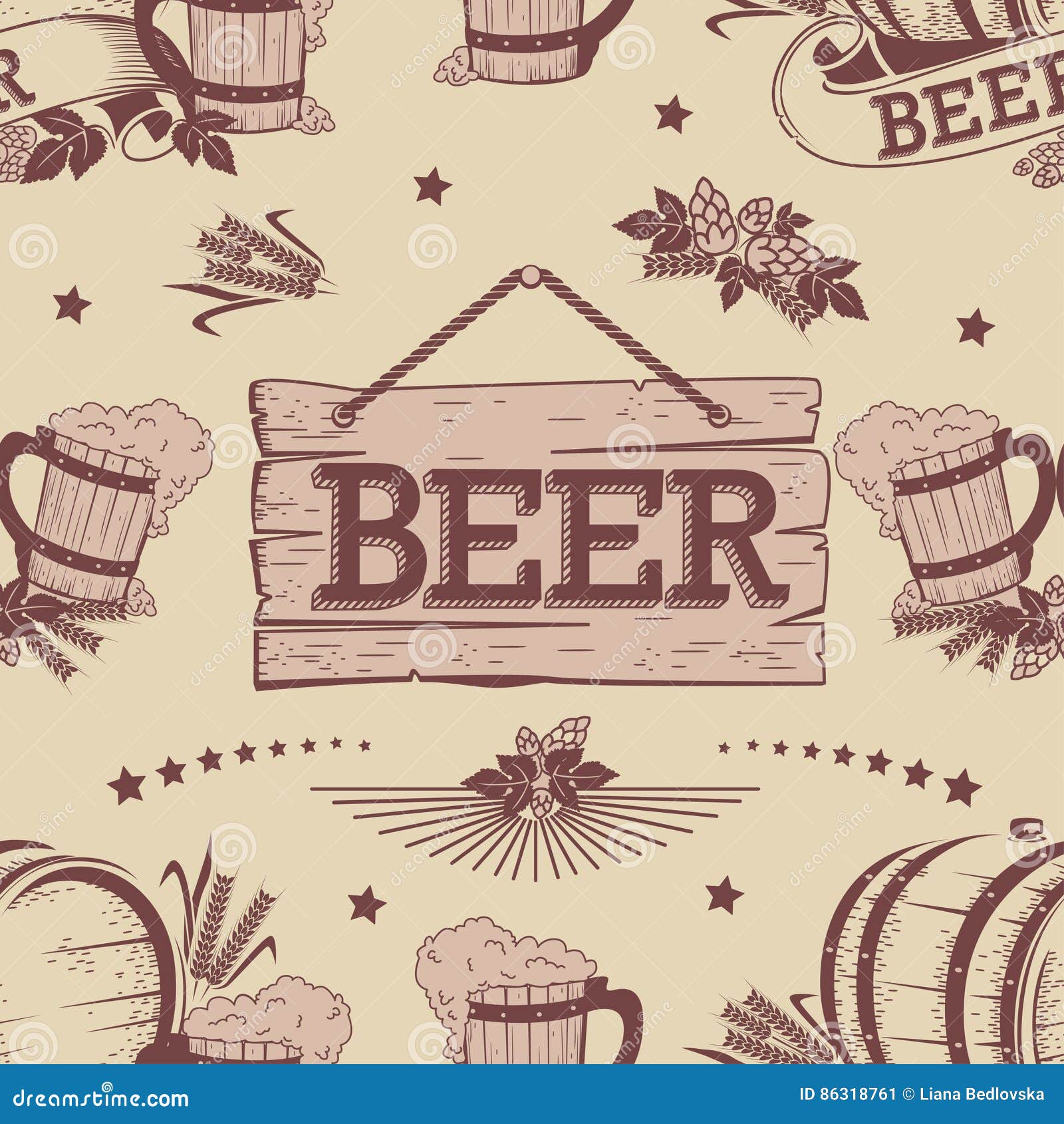 Beer seamless pattern stock vector. Illustration of design - 86318761