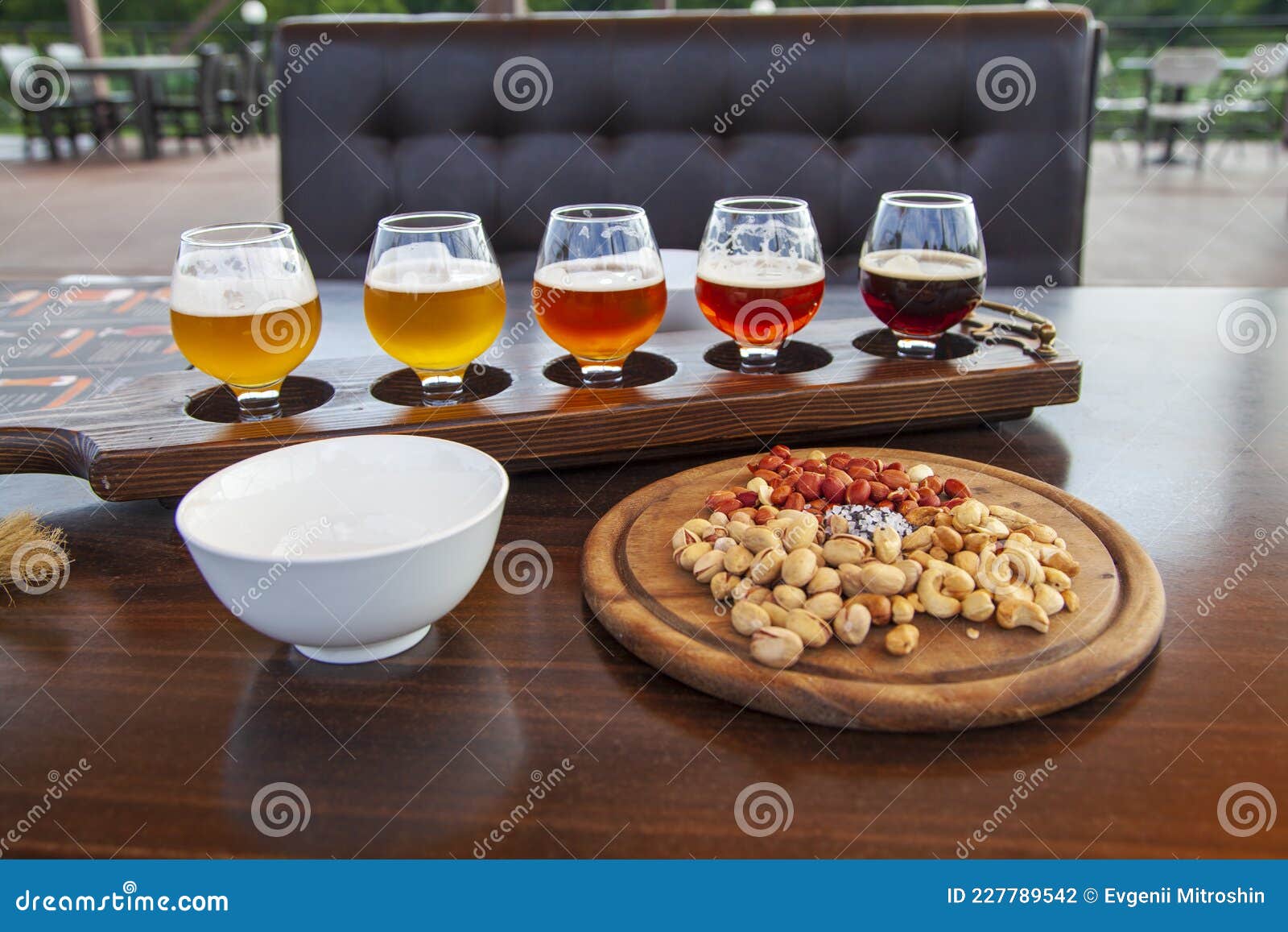 Beer Set, Set of Glasses of Light and Dark Beer on a Pub Background ...