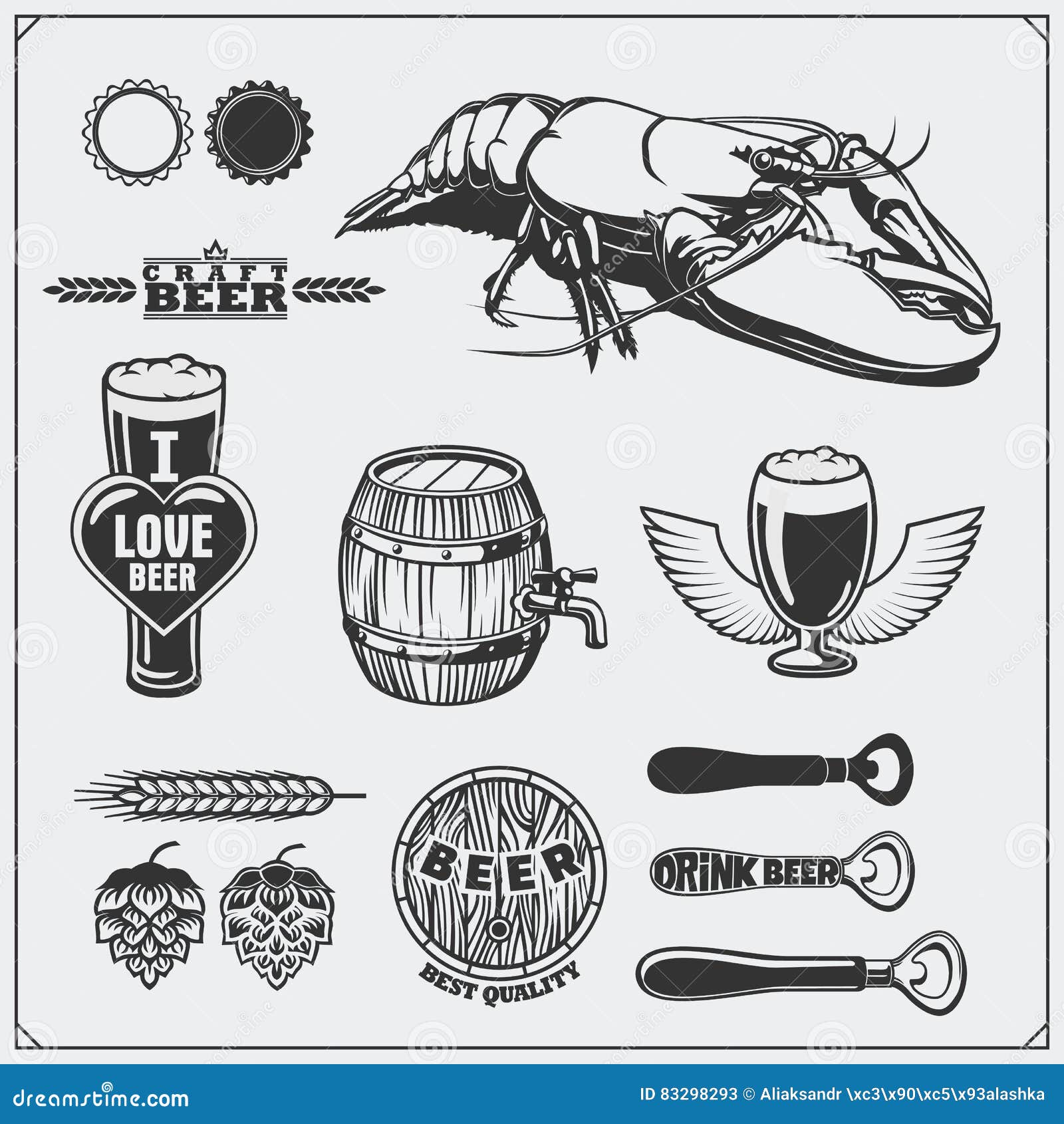Beer Set. Signs, Symbols and Design Elements Stock Vector ...