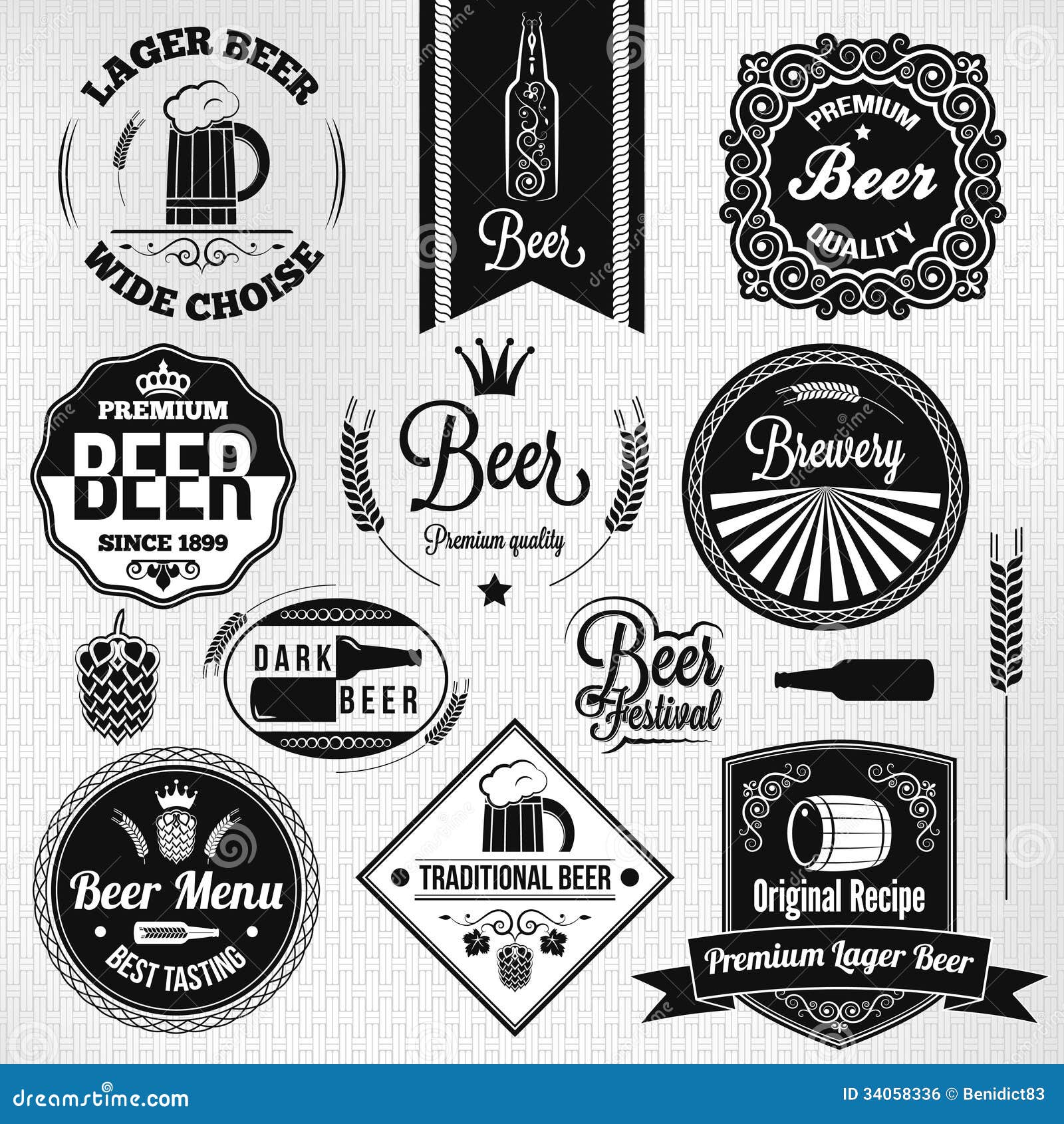 Beer Set Vintage Lager Labels Stock Vector - Illustration of cool ...
