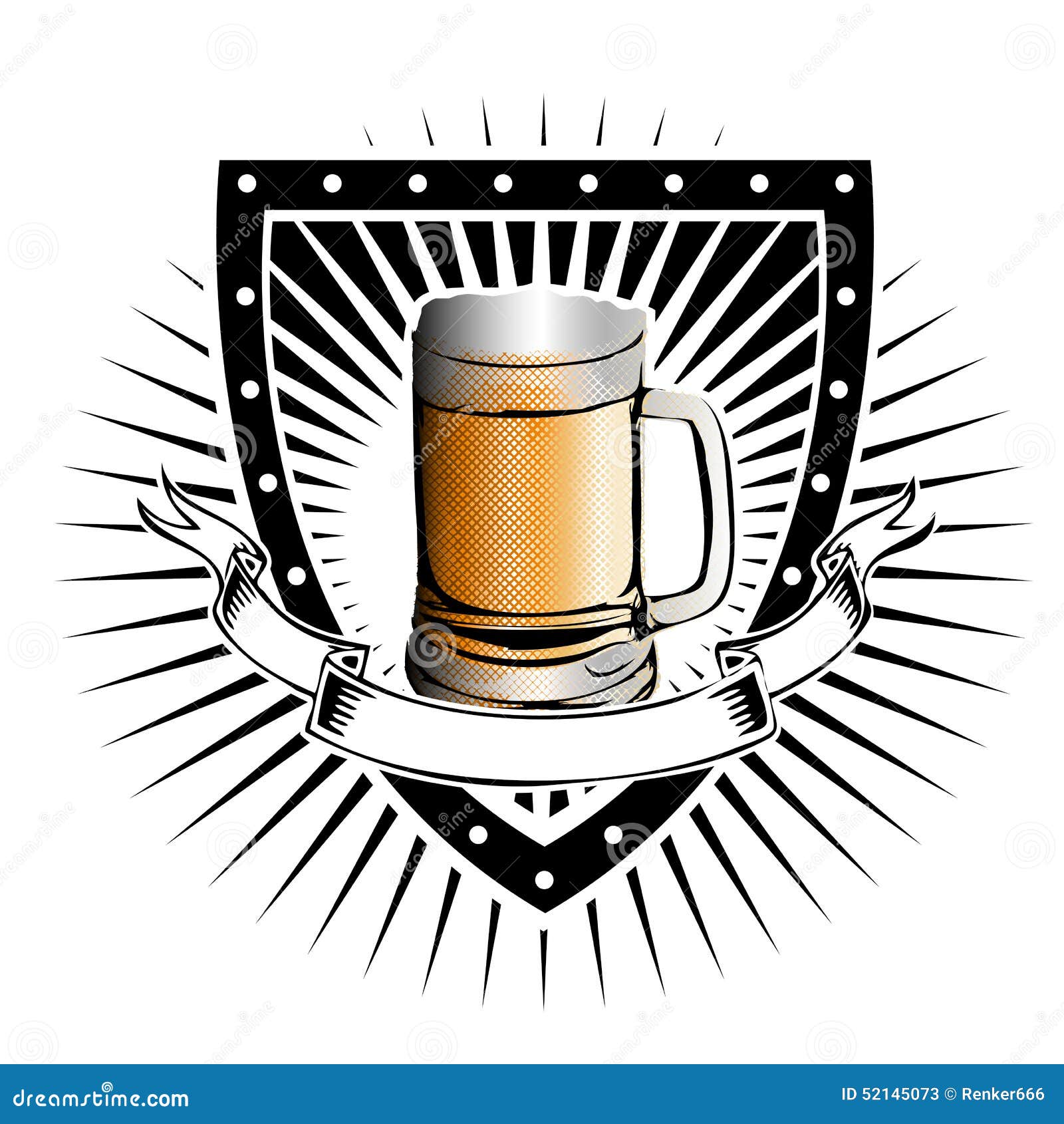 Beer shield stock vector. Illustration of glass, shield - 52145073