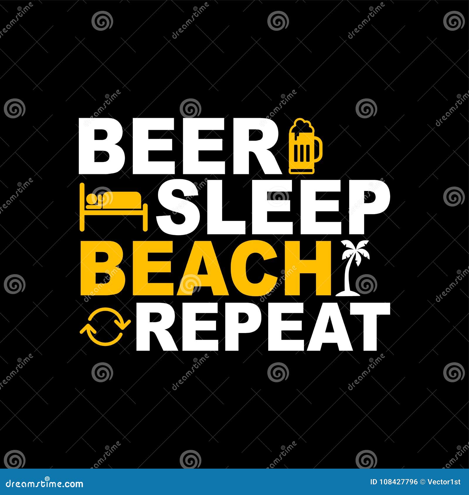 Eat Sleep Beach Repeat Icon Sign Vector Illustration | CartoonDealer ...