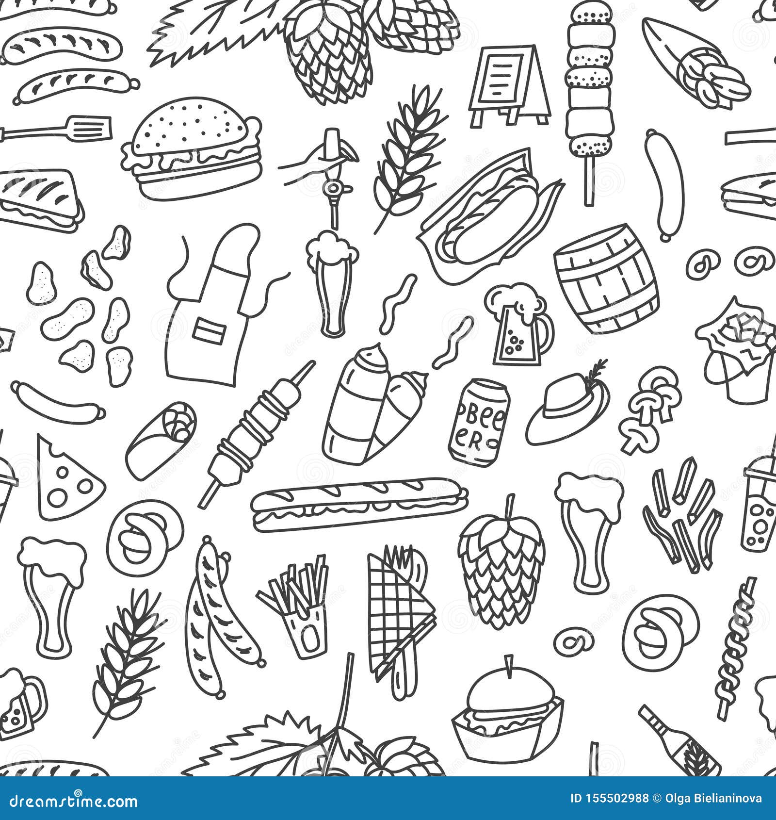 Snacks Doodle Pattern Vector Illustration | CartoonDealer.com #59755842
