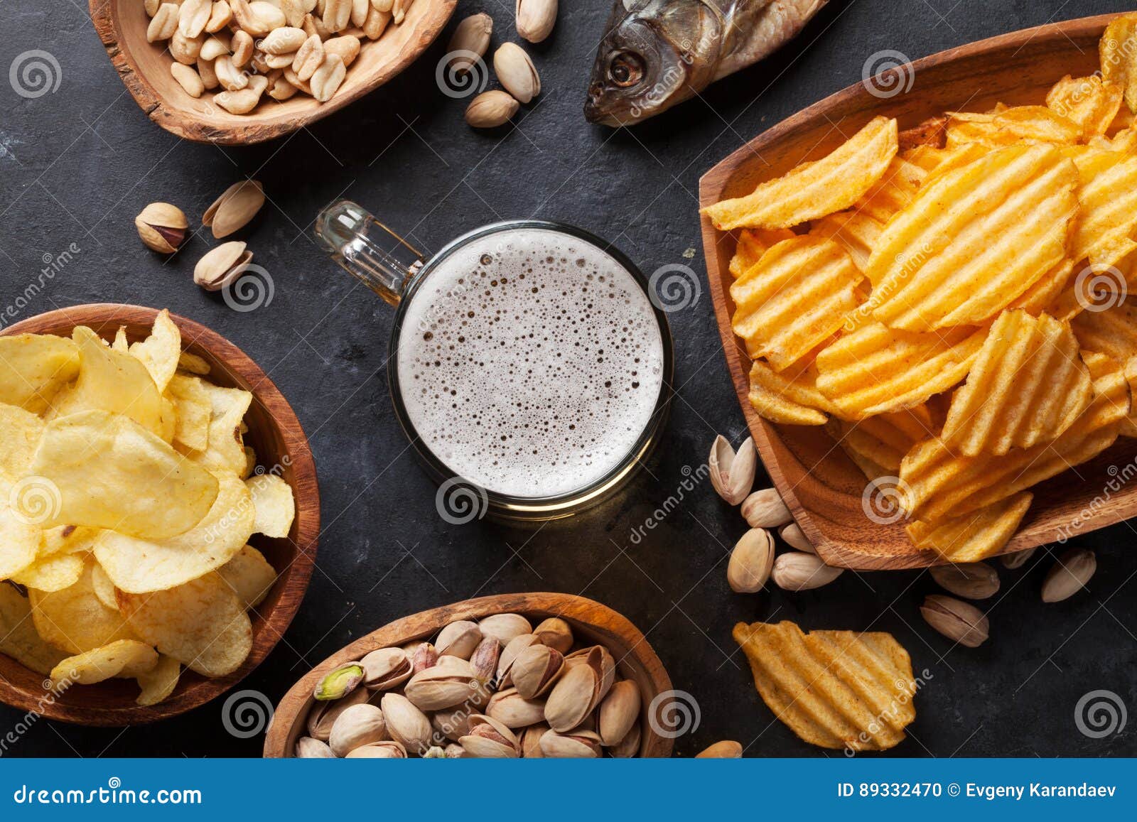 Beer and snacks stock photo. Image of slate, stone, glass - 89332470