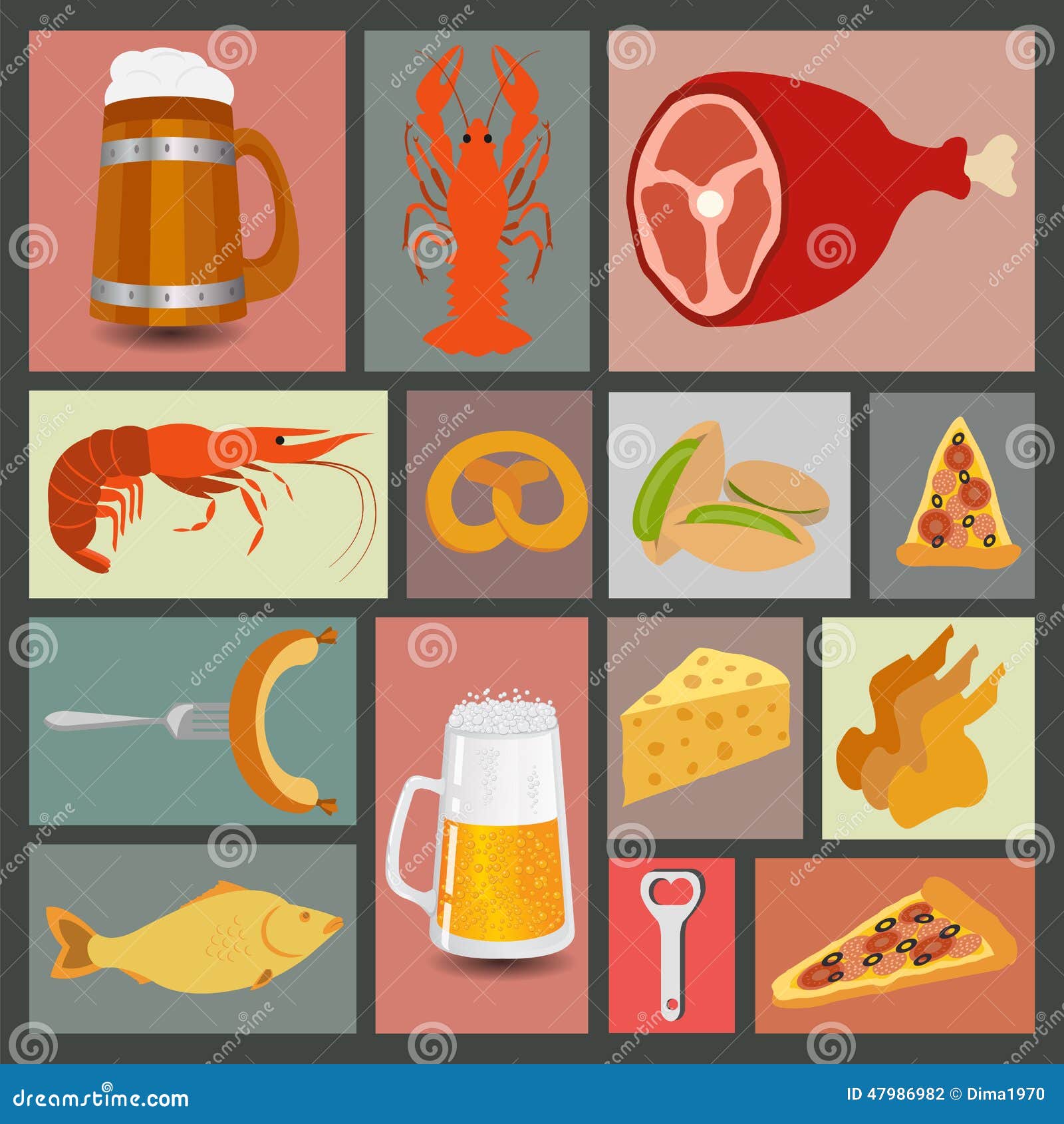Beer Snacks, Set Icons for Creating Your Infographics Stock Vector ...