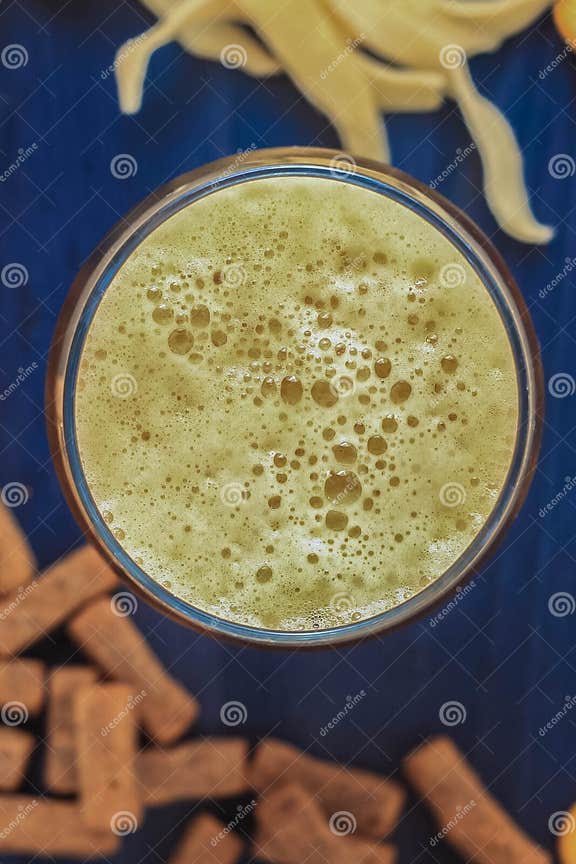 Beer and snacks top view stock photo. Image of pint - 100023062