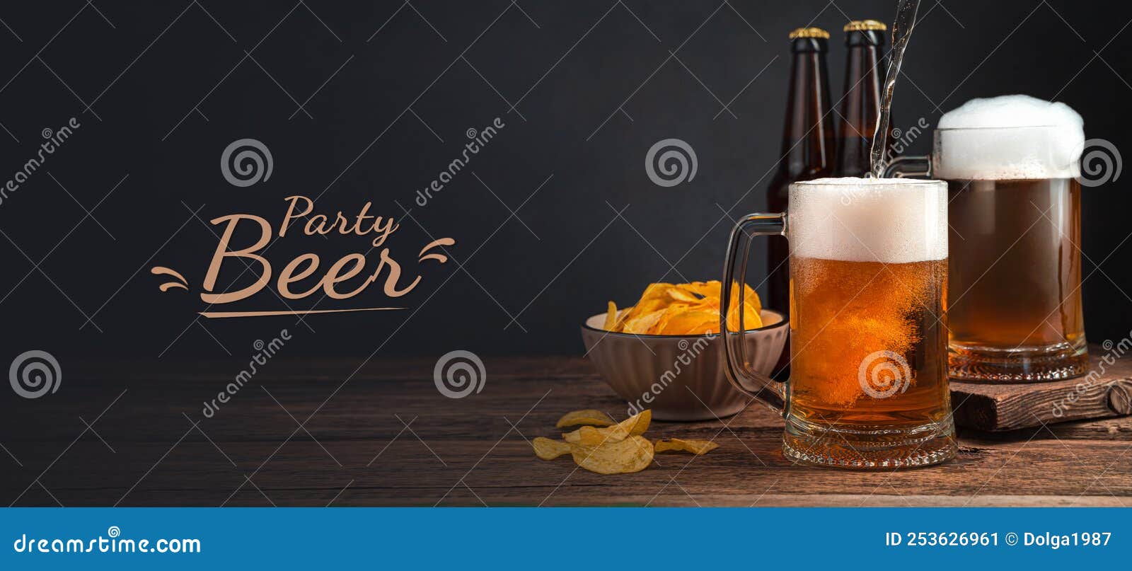 Beer and Snacks on a Wooden Table. Side View Stock Image - Image of ...