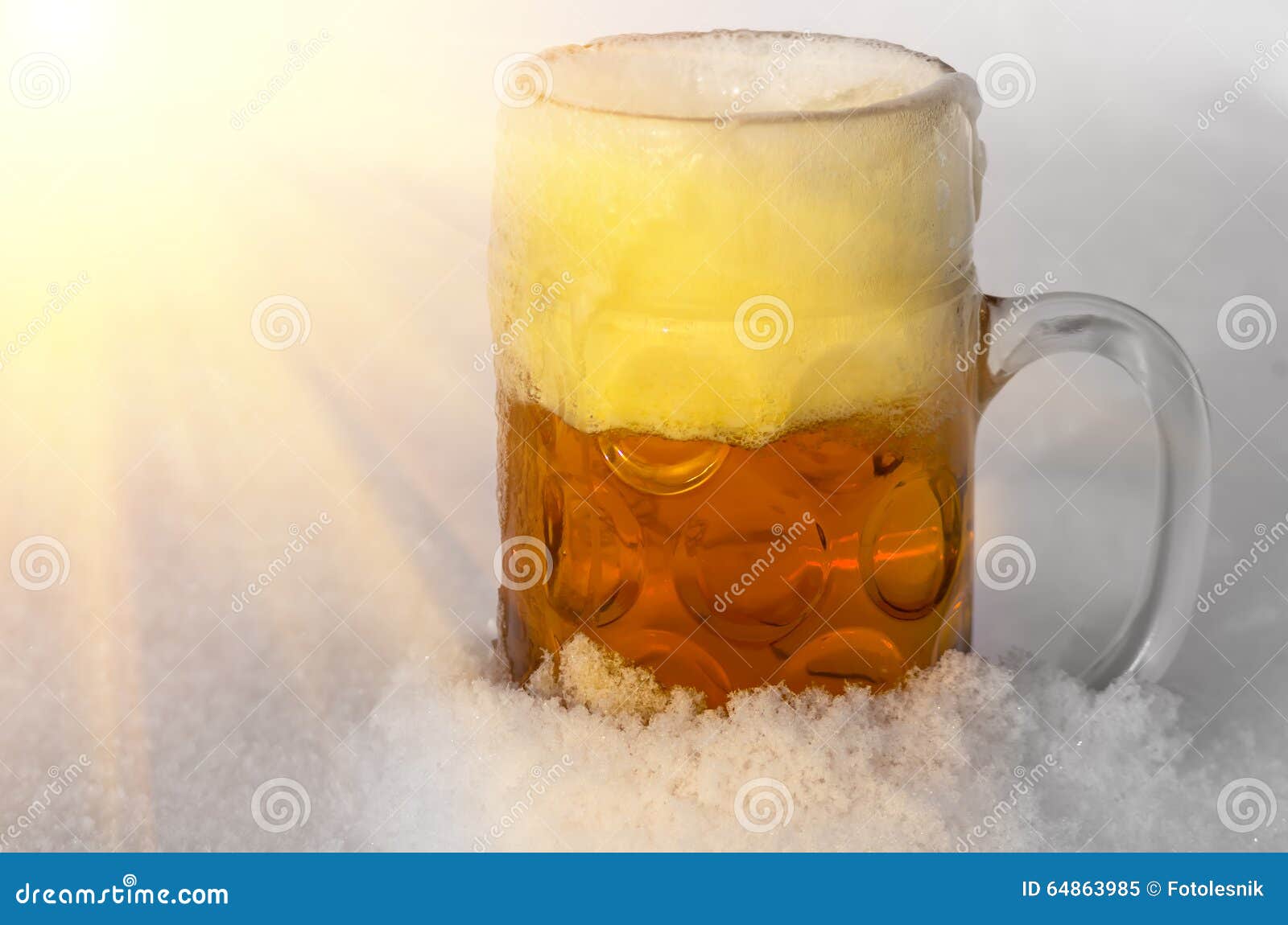 Beer in the snow stock image. Image of lager, liquid - 64863985