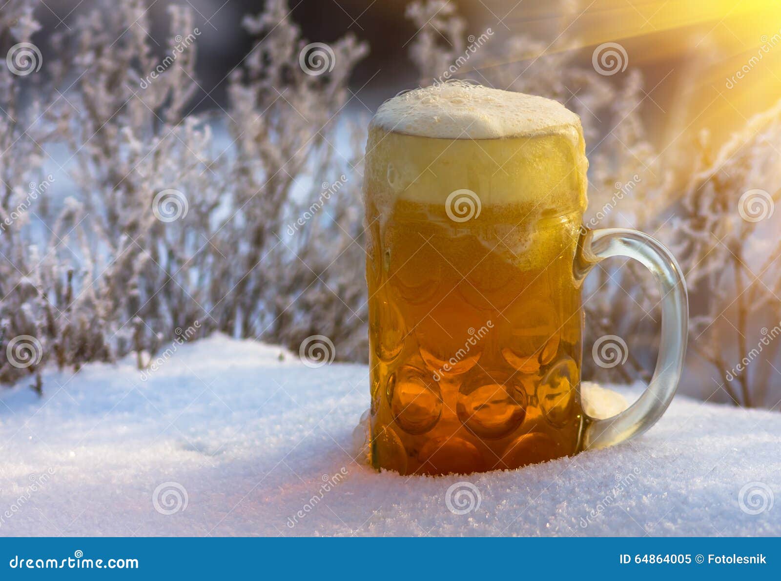 Beer in the snow stock image. Image of hillock, life - 64864005