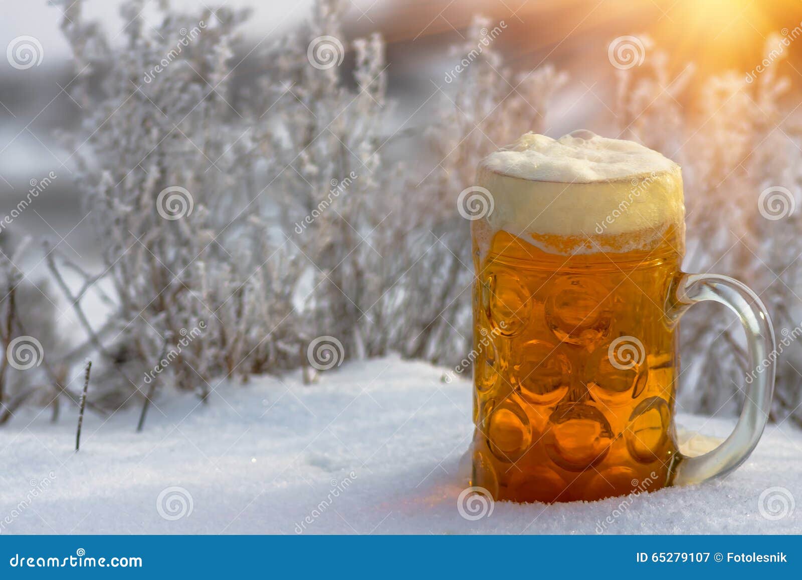 Beer in the snow stock image. Image of snow, beer, cold - 65279107