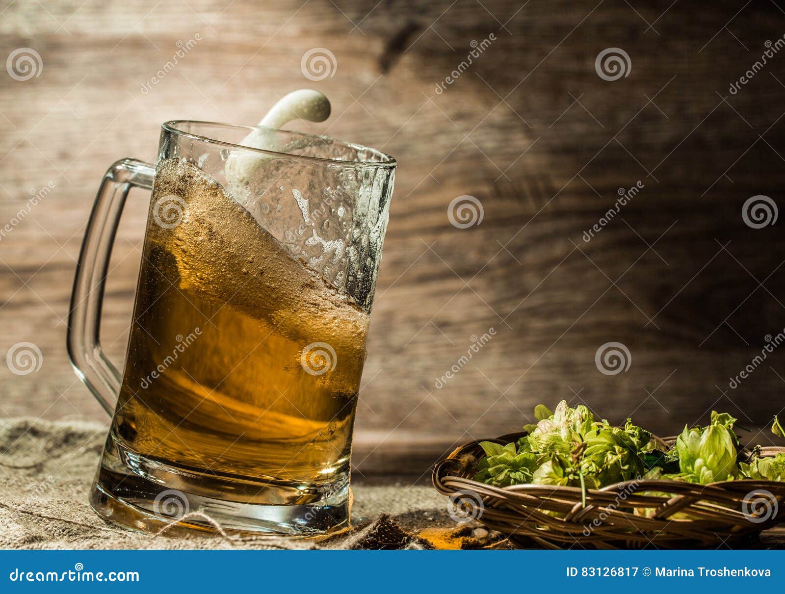 Beer Spilling from Cup on Linen Cloth Stock Image - Image of dark, brew ...