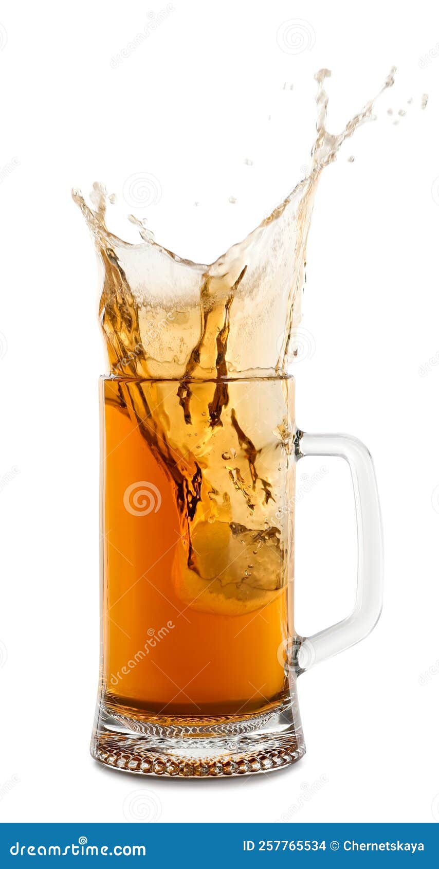 Beer Splashing Out of Glass on White Background Stock Photo - Image of ...