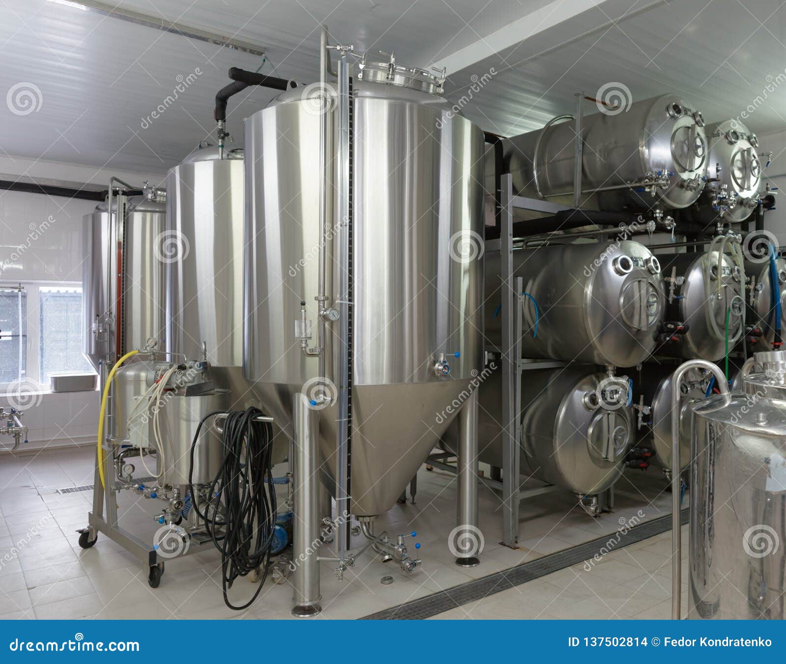 Beer Storage Tanks, Food Processing Industry Stock Photo - Image of ...