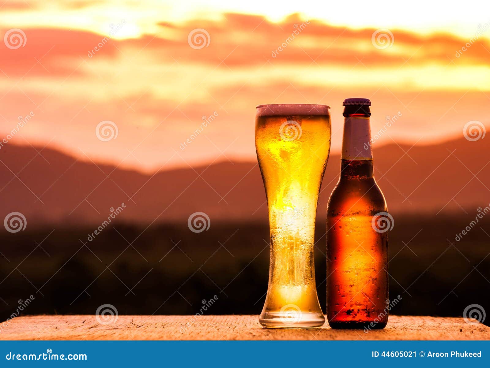 Beer on sunset stock image. Image of froth, full, sunrise - 44605021
