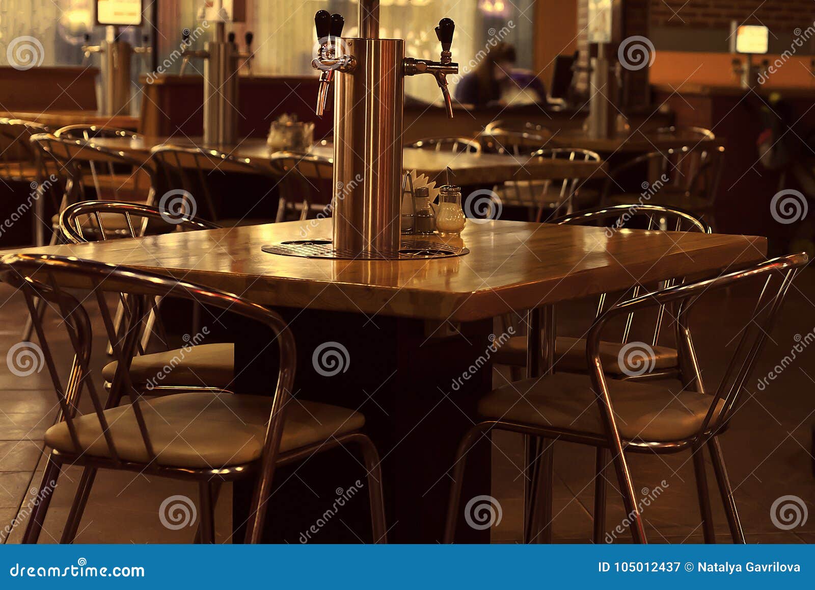 Beer tables stock image. Image of mock, cafe, modern - 105012437