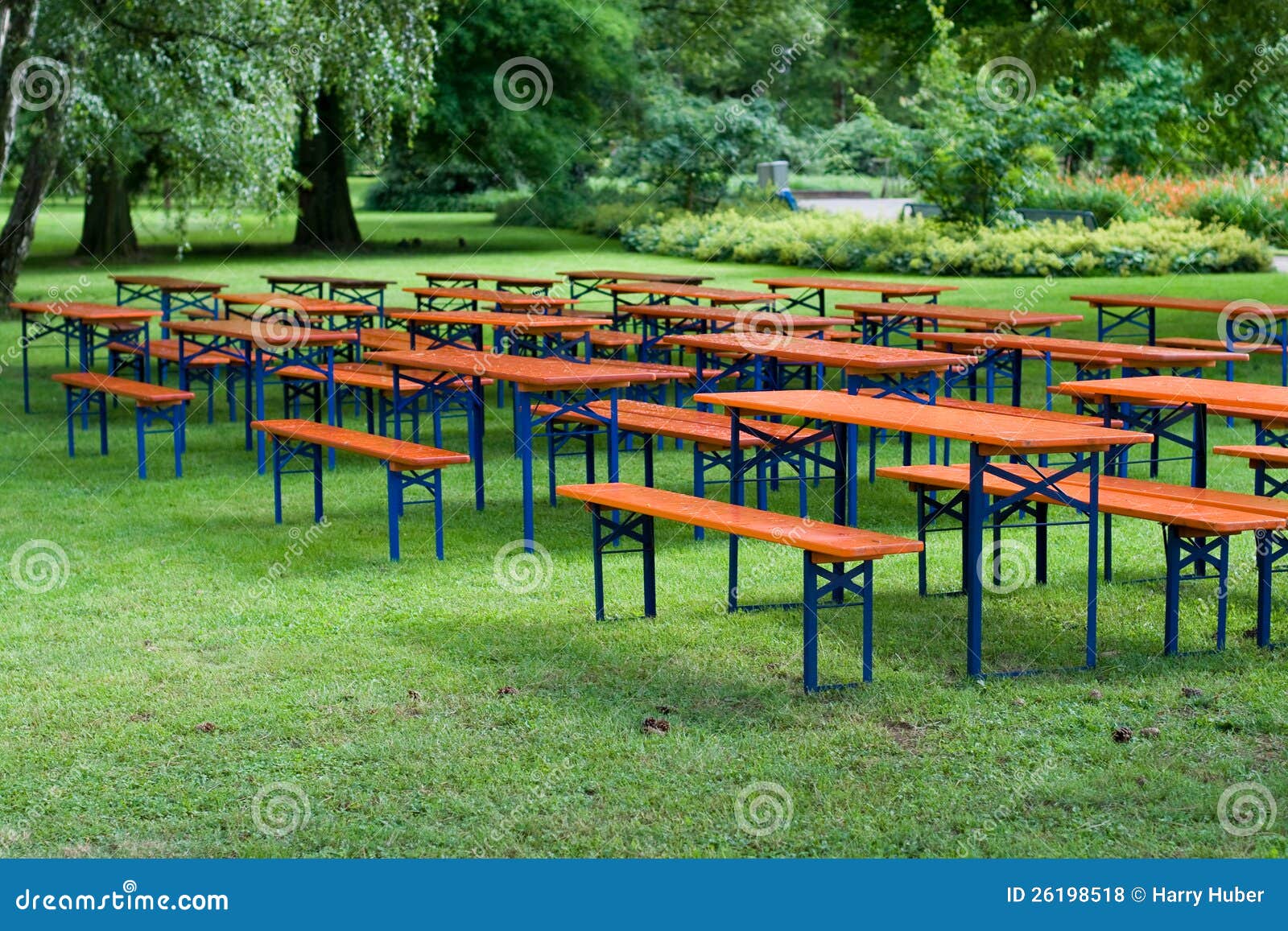 Beer tables and benches stock photo. Image of water, metal - 26198518