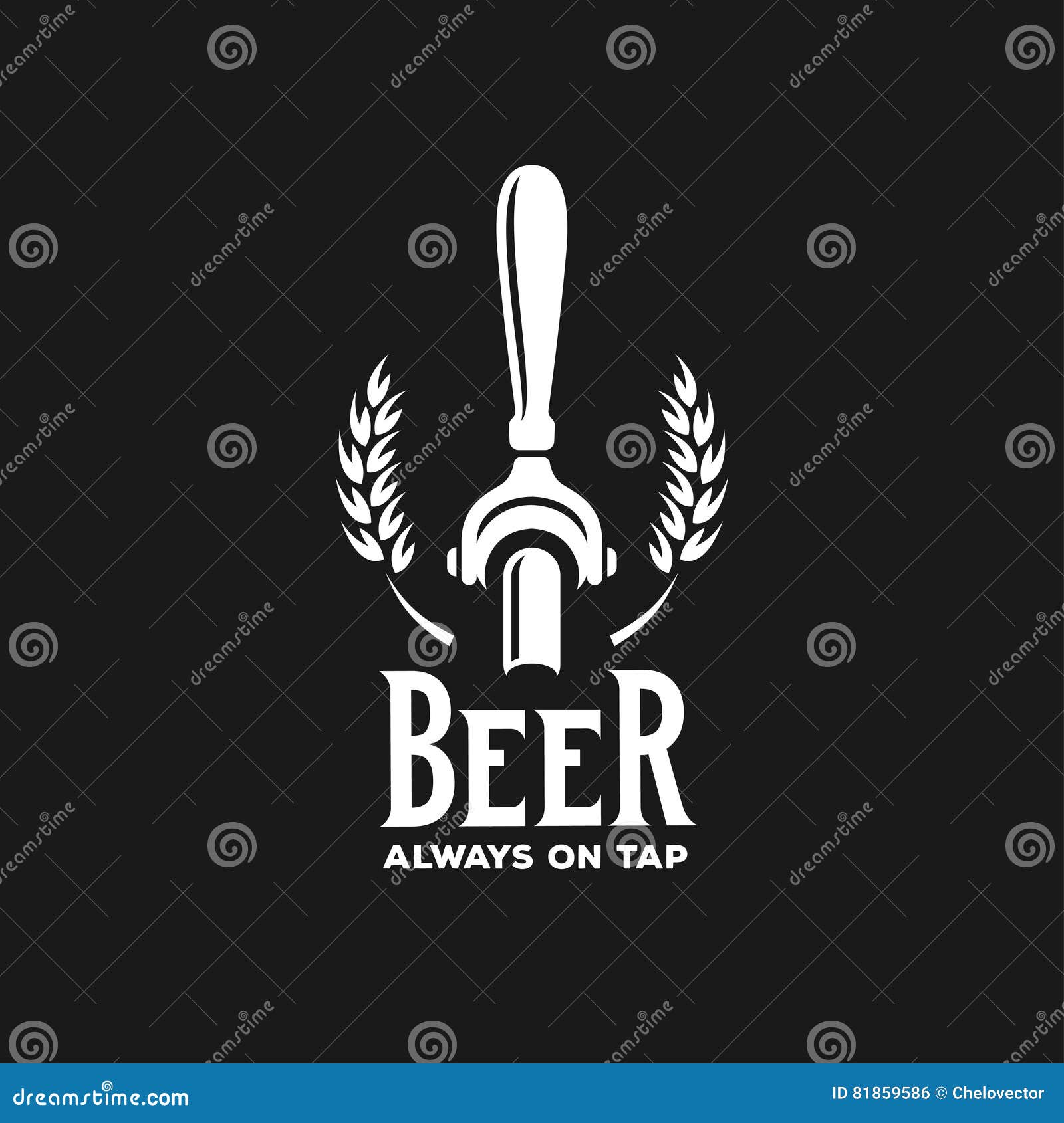 Beer always on Tap Advertising. Vector Vintage Illustration. Stock ...