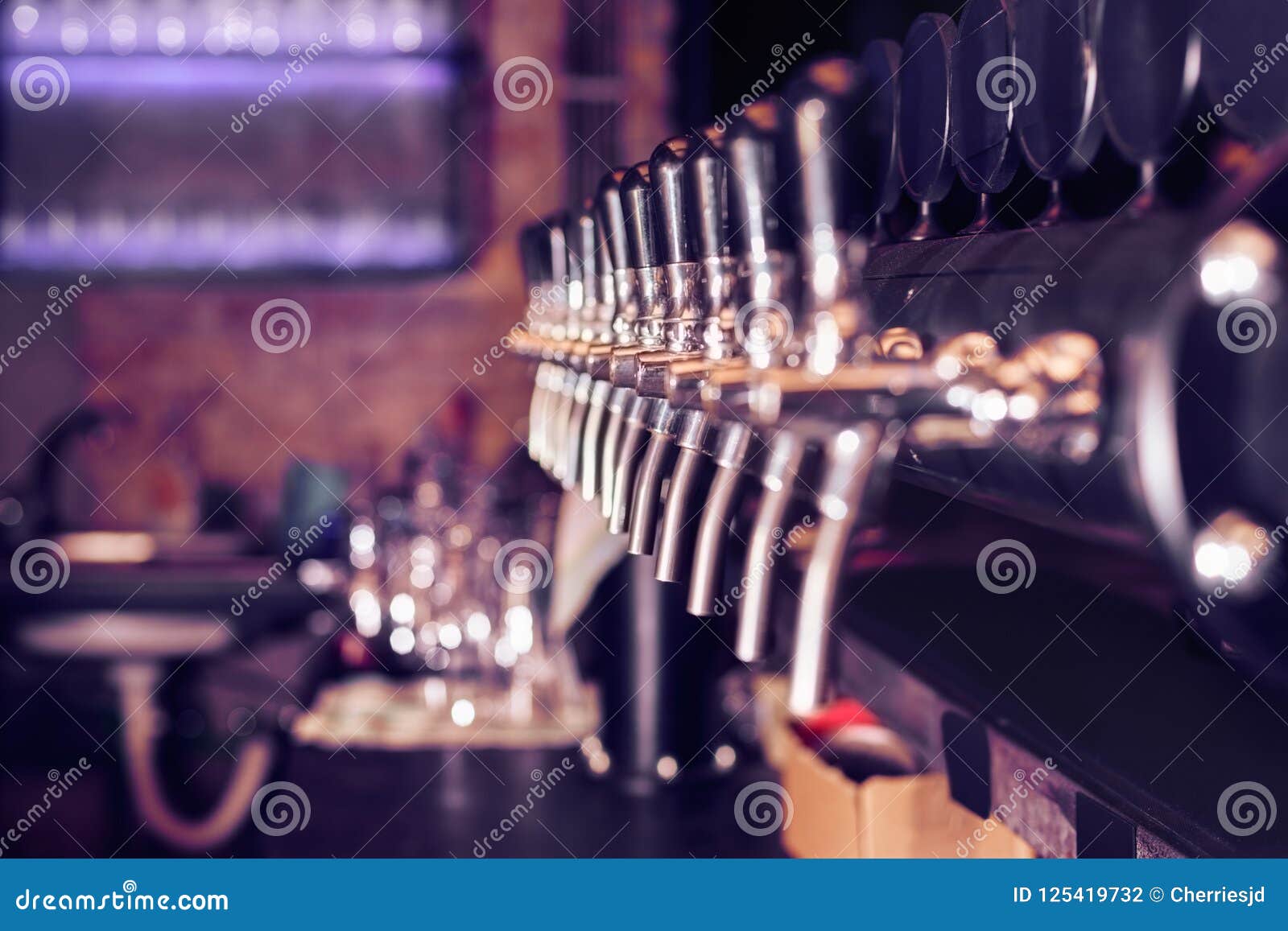 Beer tap in the bar stock photo. Image of water, evening - 125419732