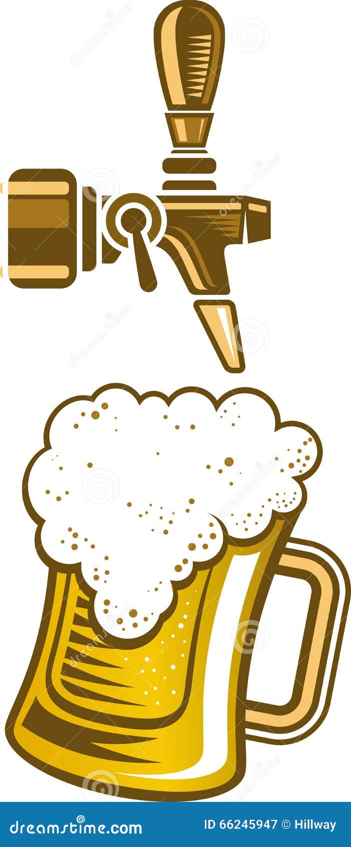 Beer Tap and a Glass of Beer. Stock Vector - Illustration of fresh ...